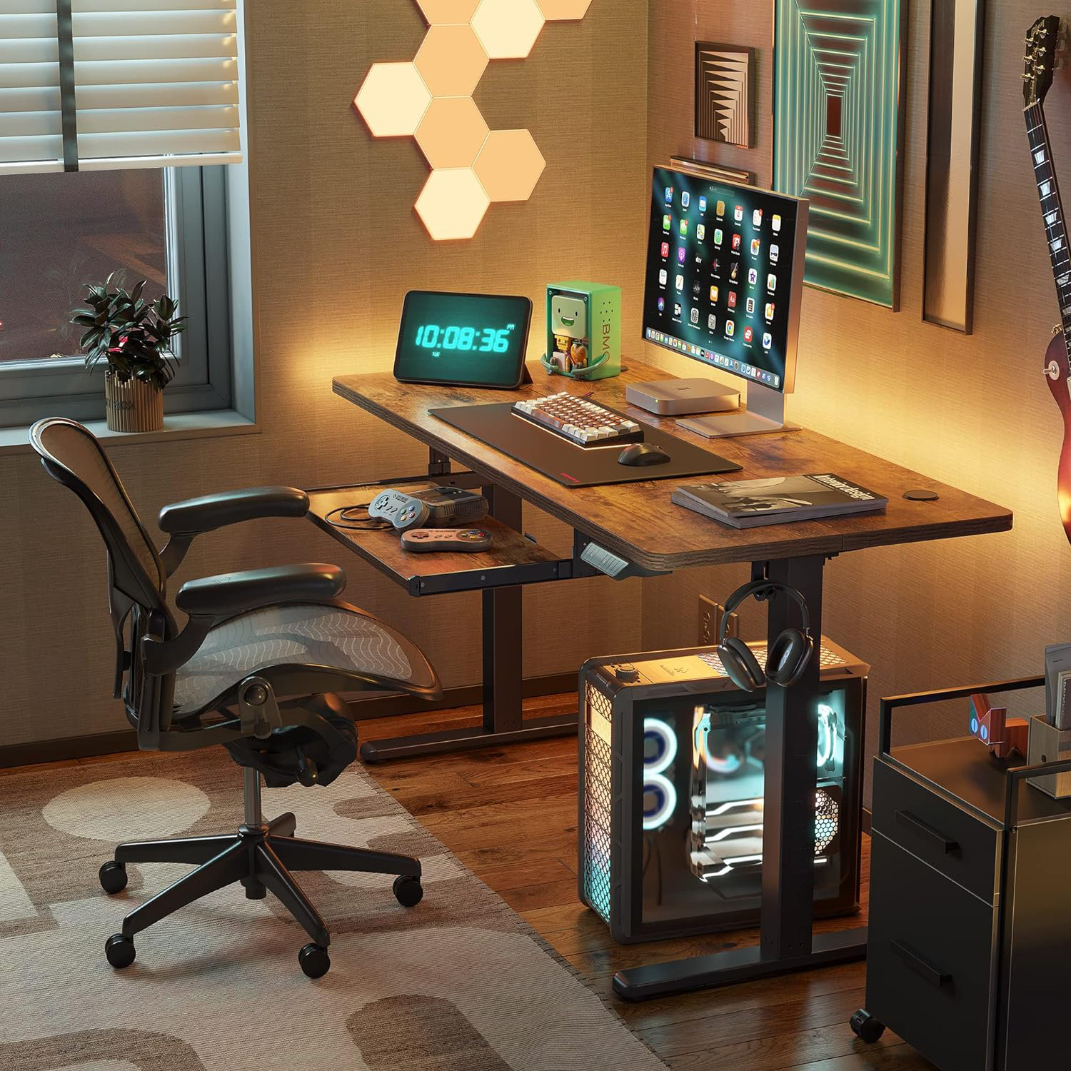 Inbox Zero Adjustable Height Standing Desk With Keyboard Tray ...