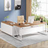 Inbox Zero Dineke L-Shape Executive Desk with Cabinet Credenza ...
