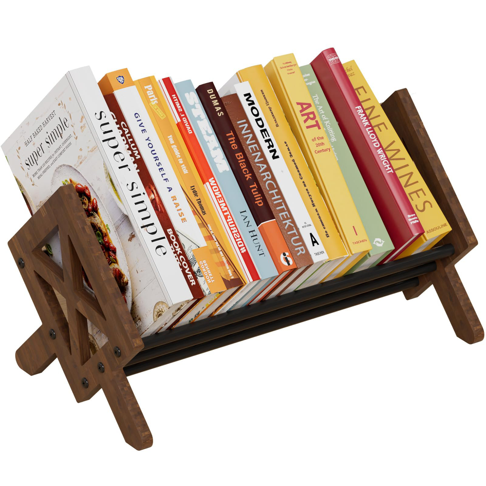 Latitude Run® Desktop Bookshelf Organizer, Wood Office Tabletop Book ...