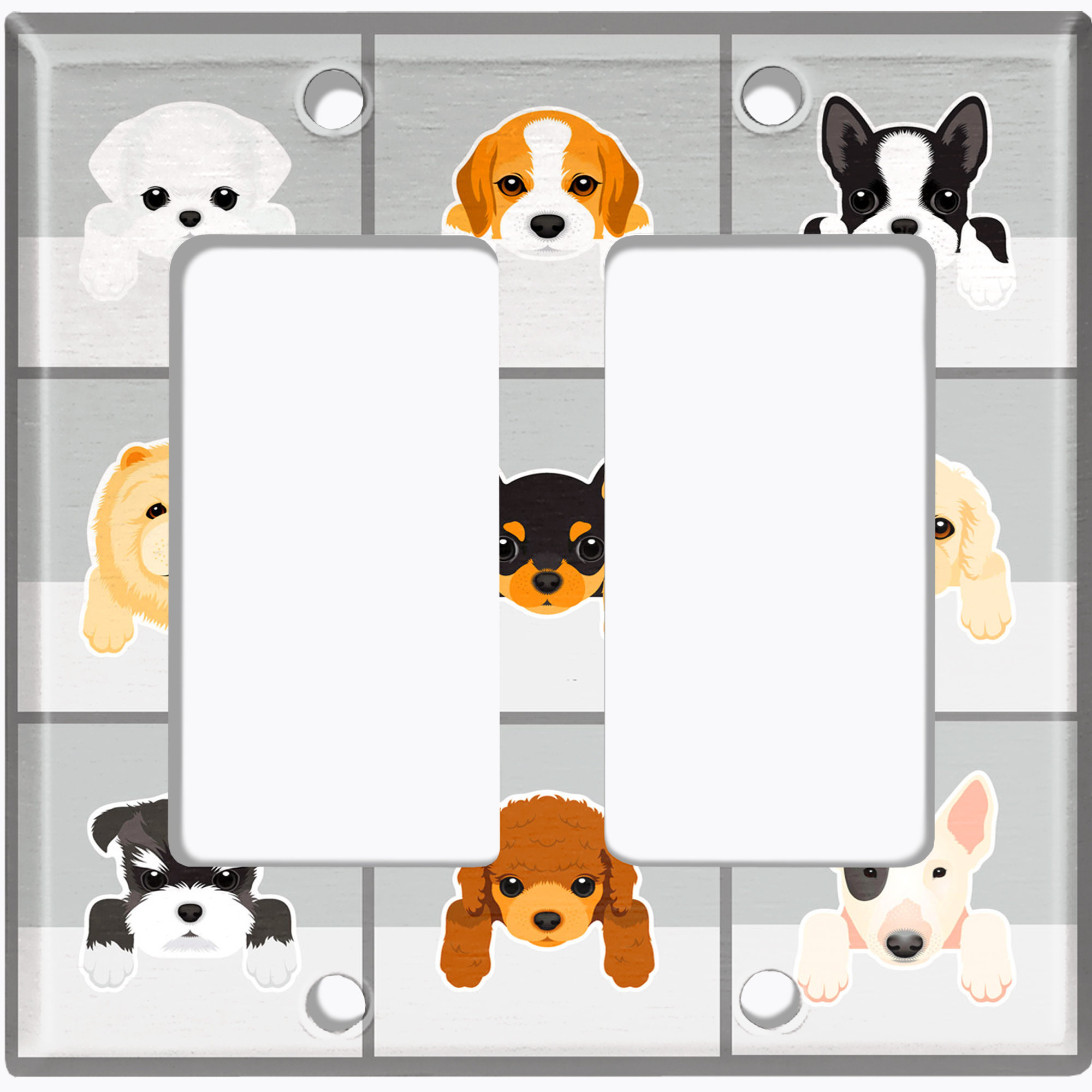 WorldAcc Cute Puppy Dog Small 2-Gang Toggle Light Switch Wall Plate ...