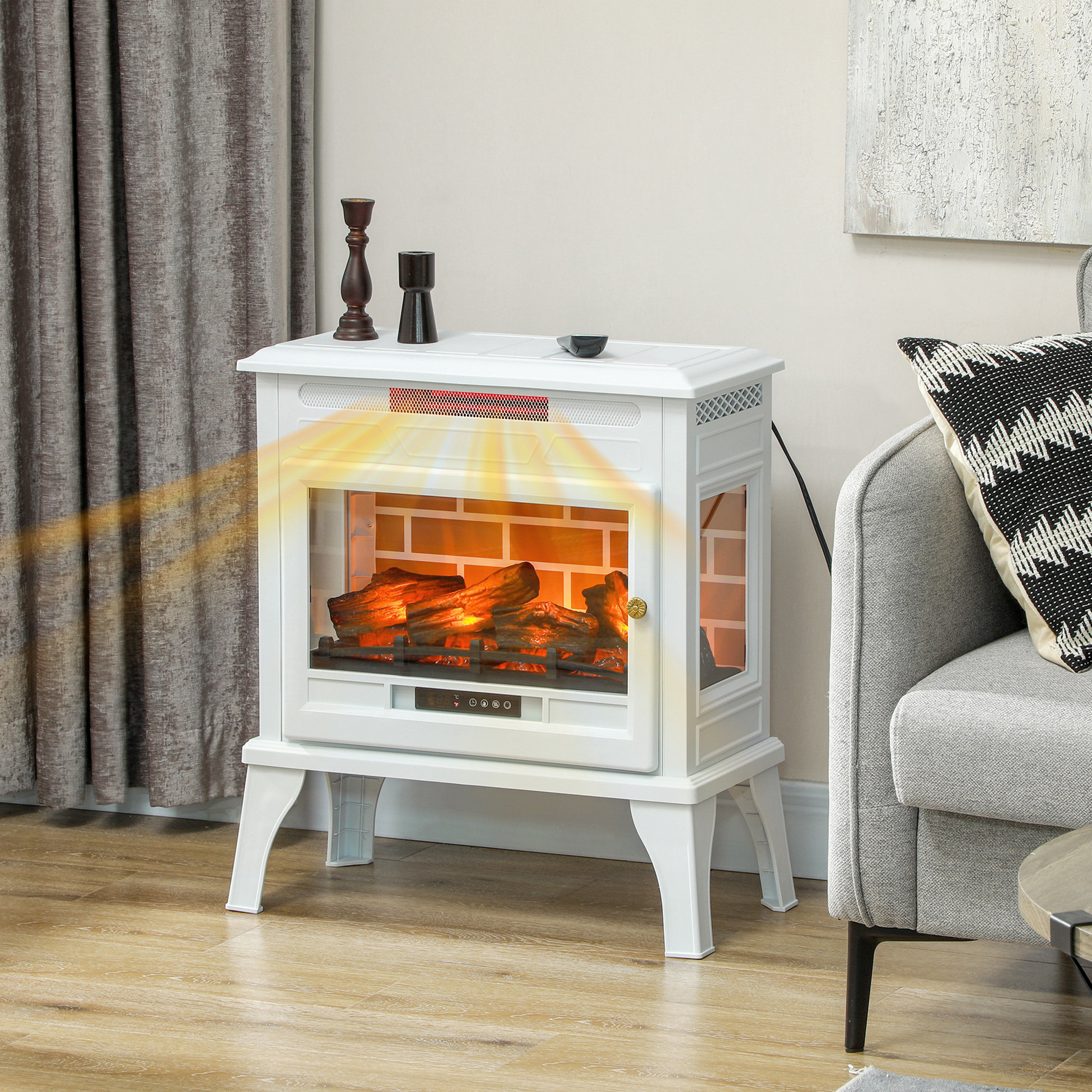 Lark Manor Electric Fireplace Stove, 24" Freestanding Electric ...
