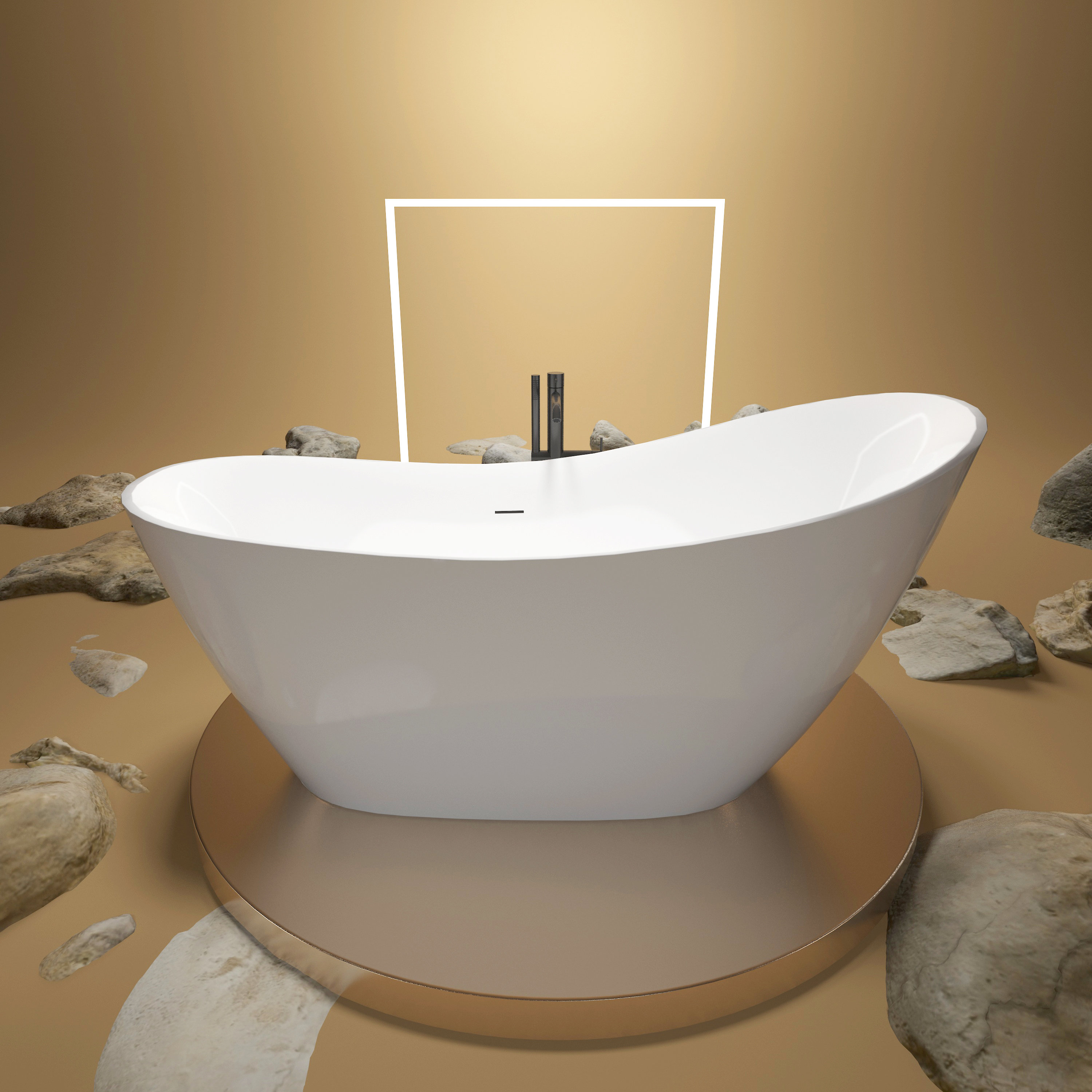 SOTUBX 55" x 28" Freestanding Soaking Acrylic Single Slipper Free ...