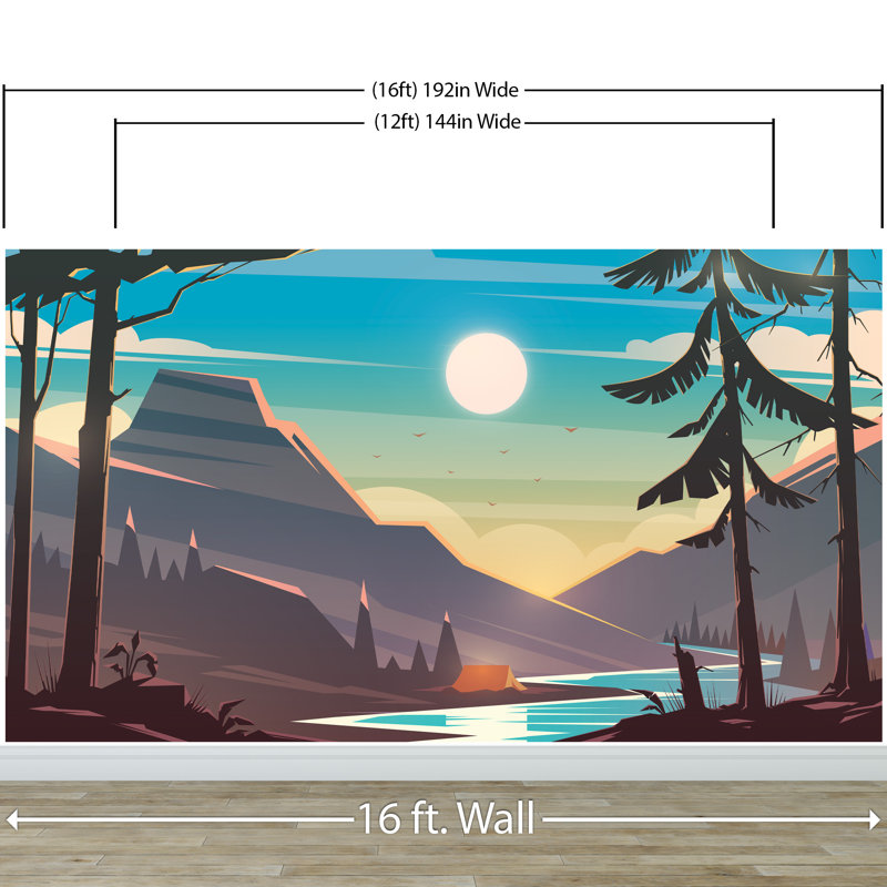 Stickerbrand Colorful Colorado Mountain Sunset Wall Mural | Wayfair