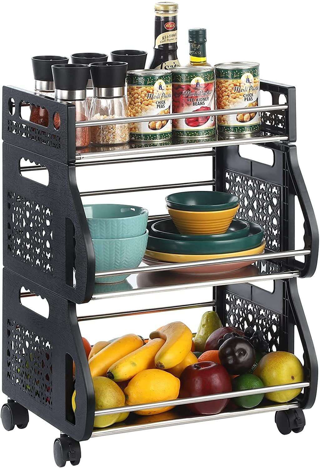 Rebrilliant 15" W x 12" D 3-Layer Home Metal Storage Rack | Wayfair