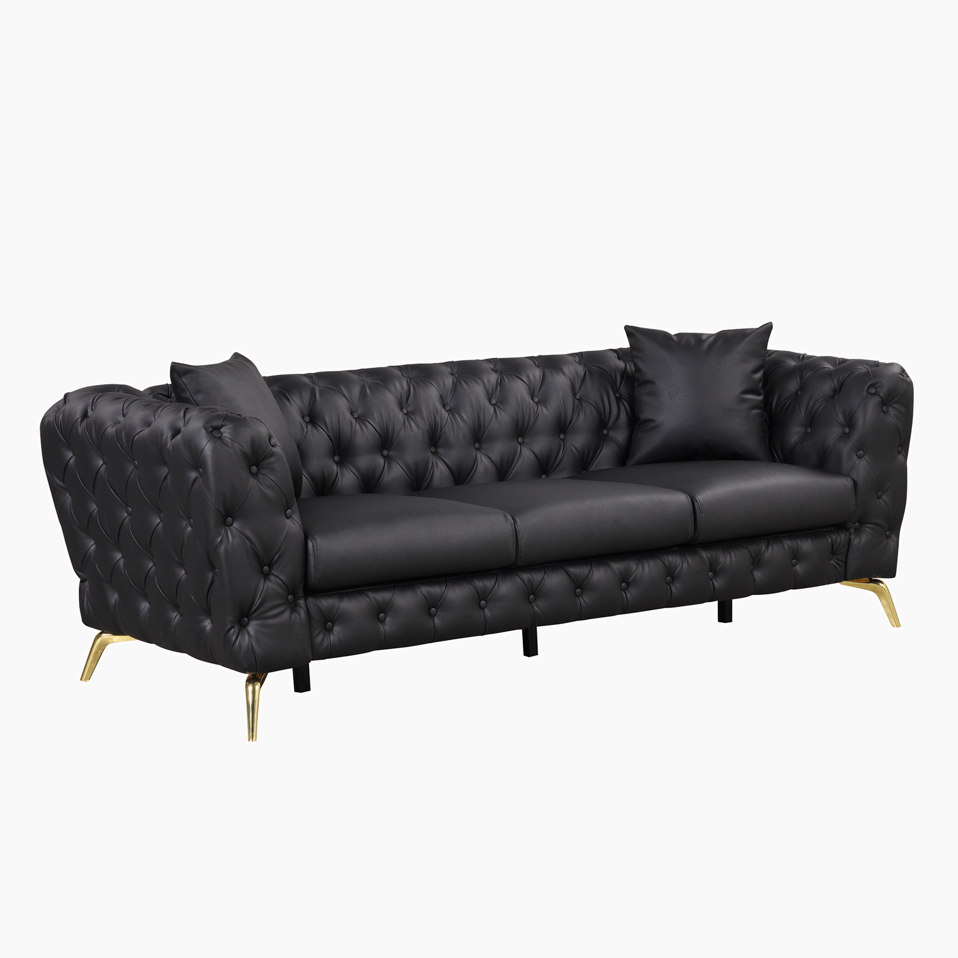 Mercer41 Rigo 88.5" Modern Sofa Couch PU Upholstered Sofa with Sturdy ...