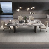 ALLNICEDT Modern simple rectangular marble dining table | Wayfair