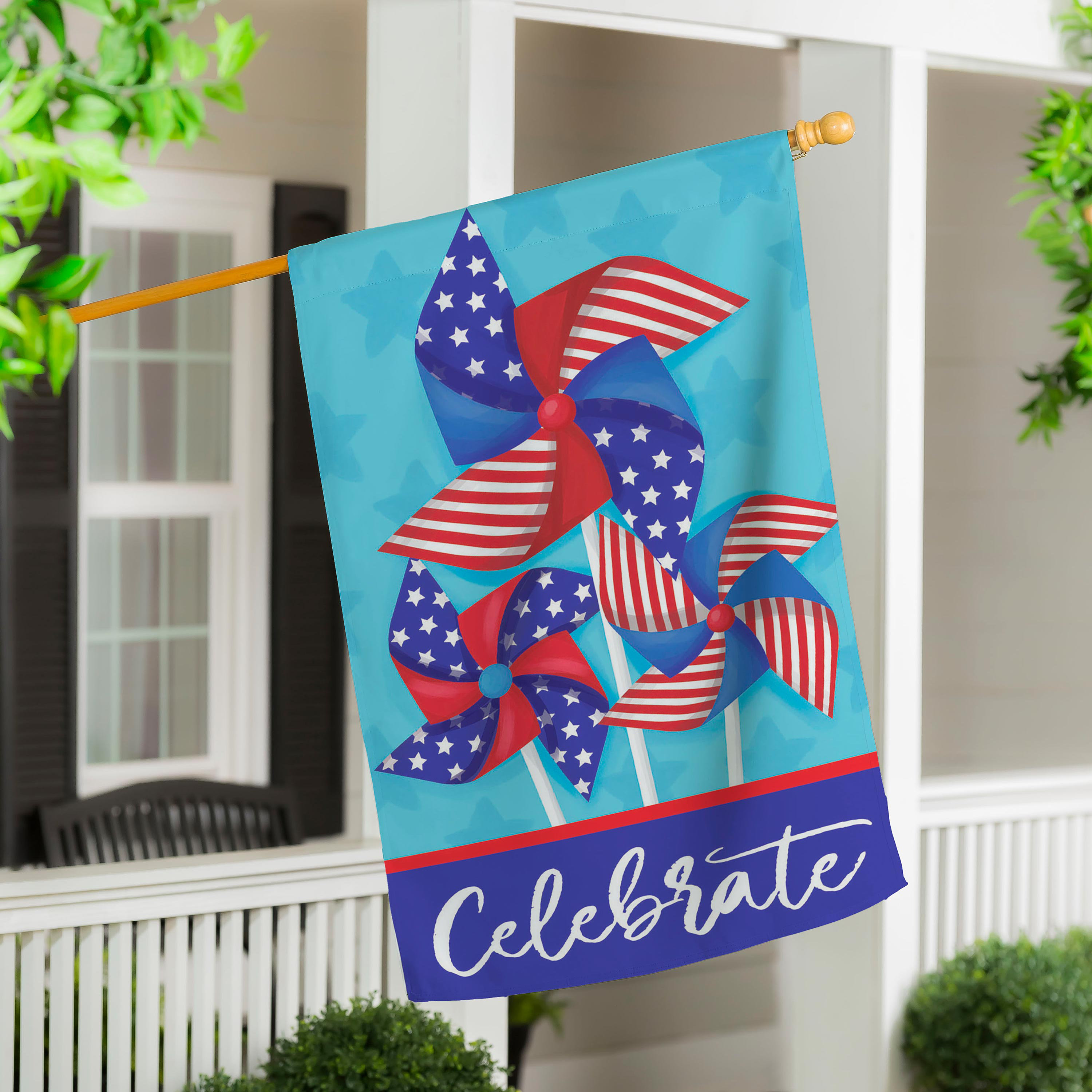 Lark Manor™ Celebrate Pinwheel Applique House Flag | Wayfair