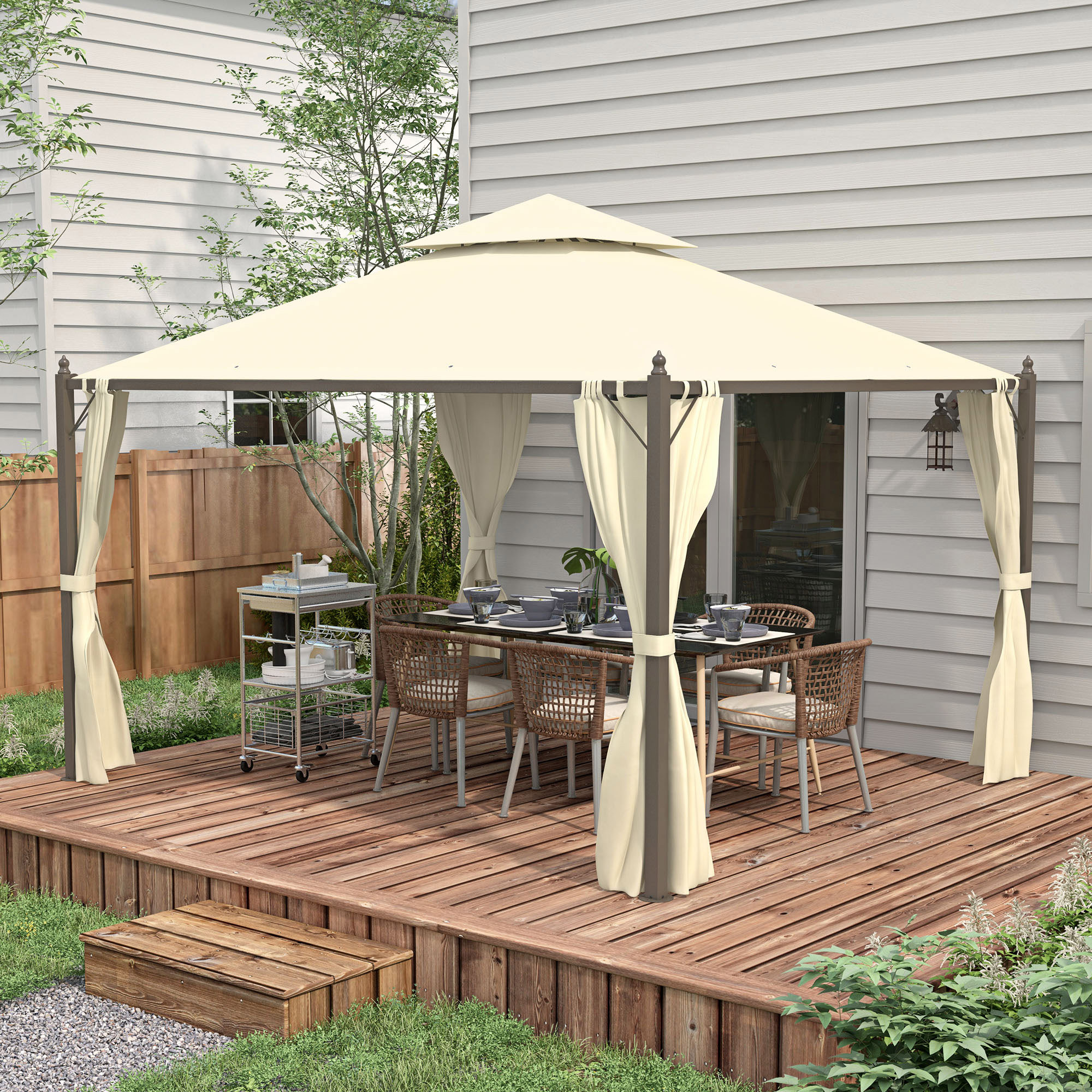 XICHONGDIANSHANG Steel Outdoor Patio Gazebo With Polyester Privacy ...