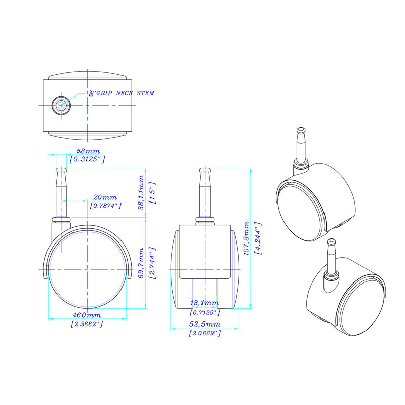 Outwater 2-3/8in. Black Nylon Swivel Hooded Hercules Twin Wheel Caster ...