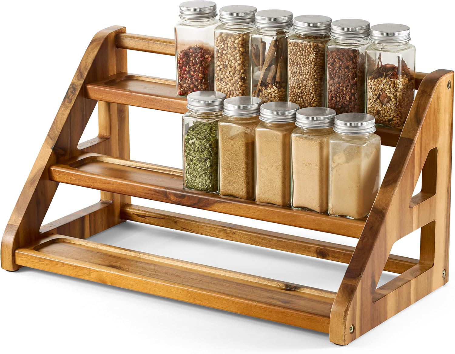 Ophelia & Co. Acacia Wood Spice Rack For Countertop - Wooden Tray Holds ...