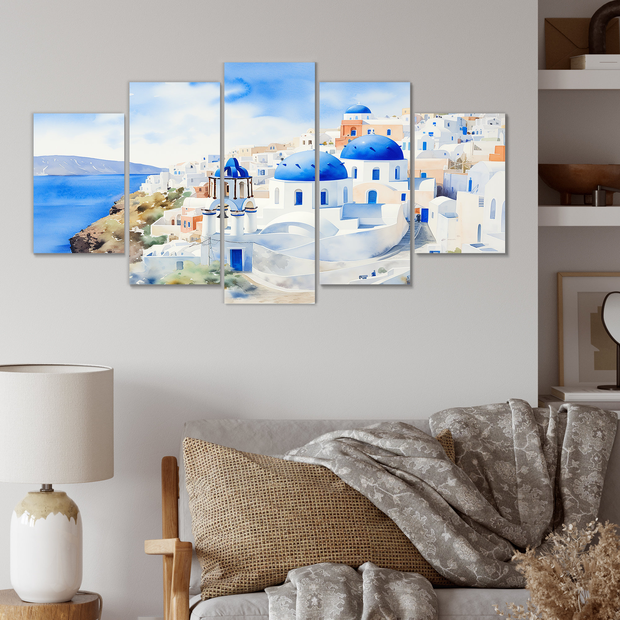 Dovecove 'Greece Santorini Landscape IV - Greece Multipanel Wall Art ...