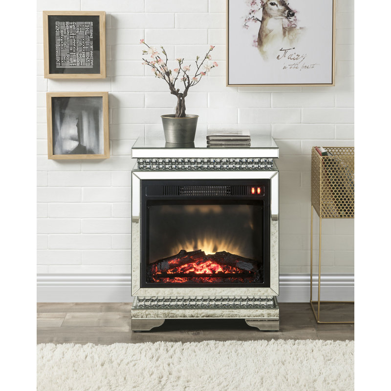 House of Hampton® Kanysha 20.6'' W Mirrored Electric Fireplace | Wayfair