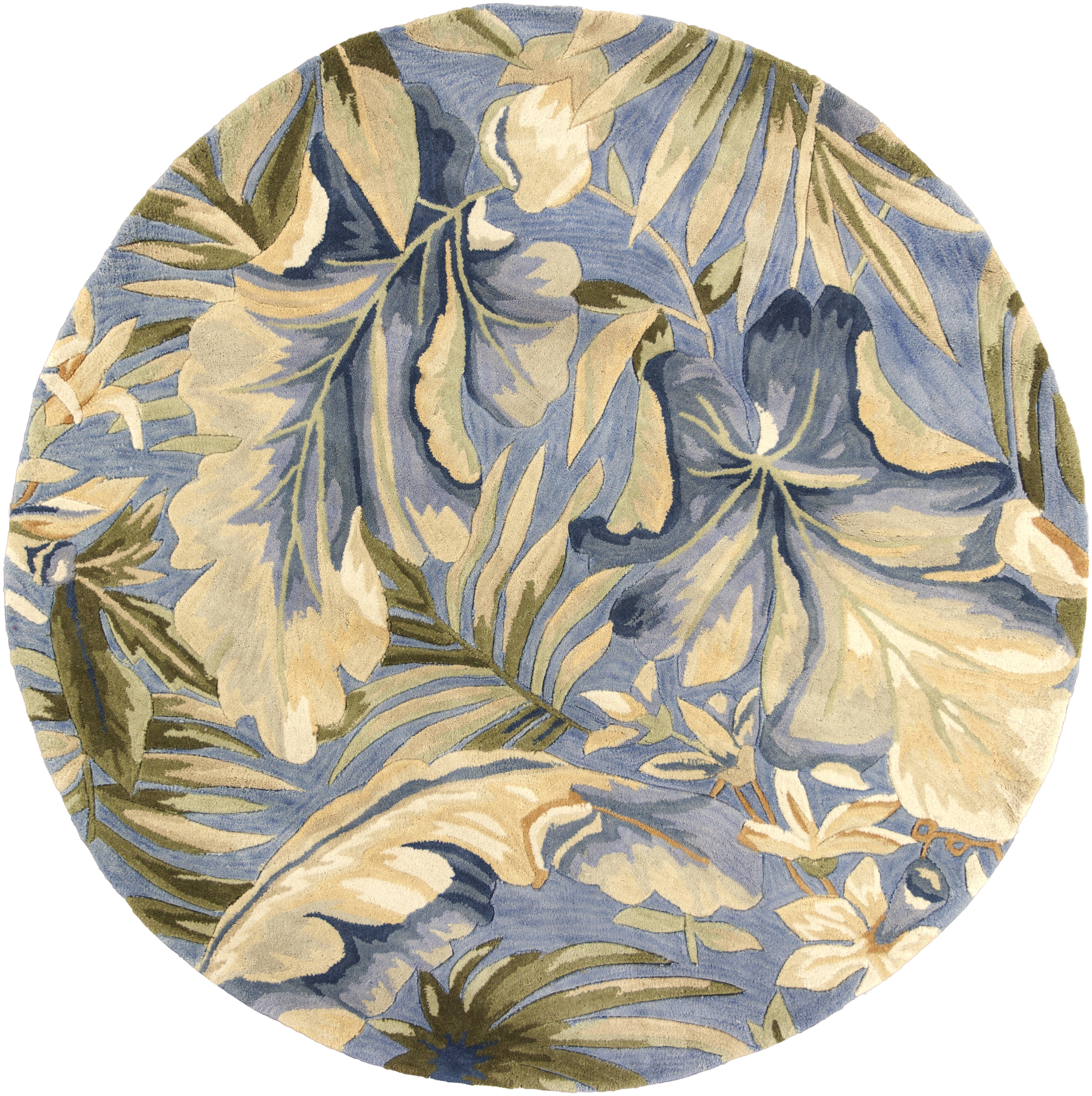 Bay Isle Home™ Murray Floral Handmade Tufted Wool Ocean Blue/Ivory Area ...