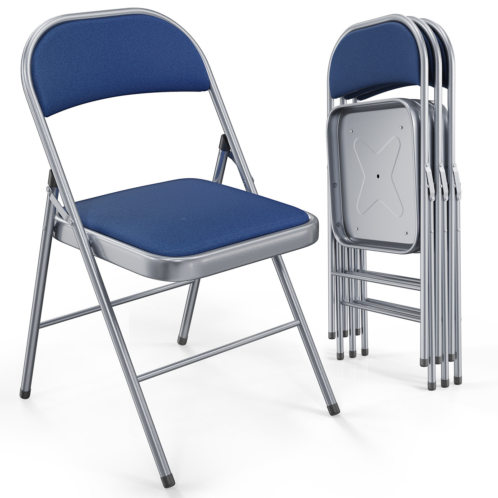 Inbox Zero Upholstered Metal Folding Event Chairs With Padded Seats ...