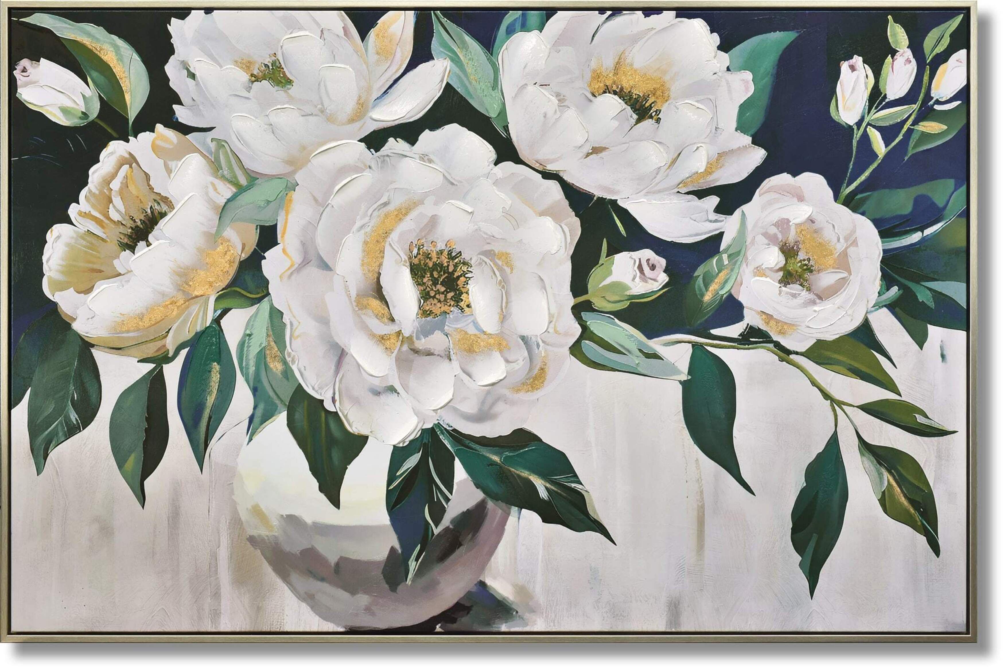 Red Barrel Studio® Opulent Ivory Peonies in Gold Canvas Wall Art - 32 ...