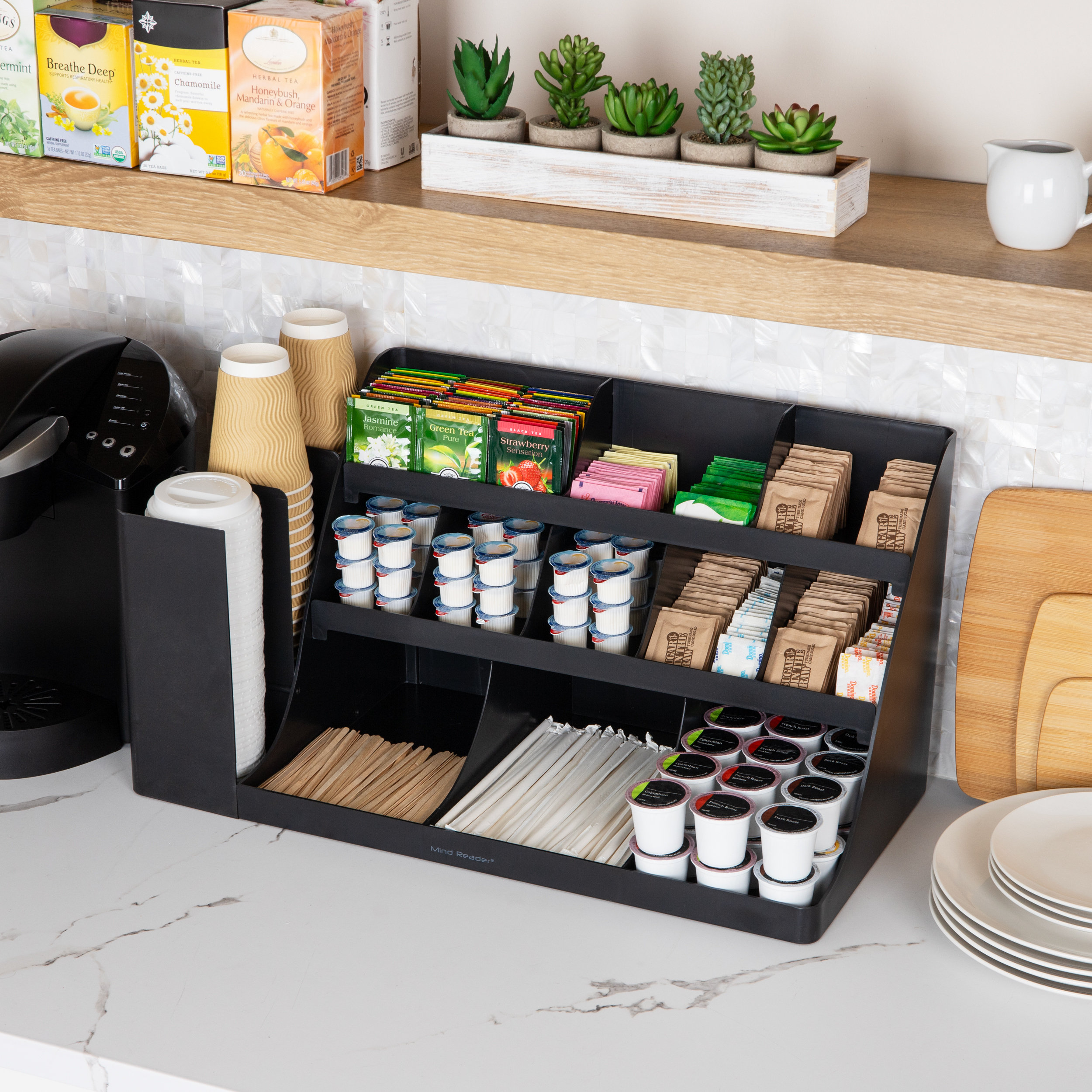 Mind Reader Cup and Condiment Station, Countertop Organizer, Coffee Bar ...