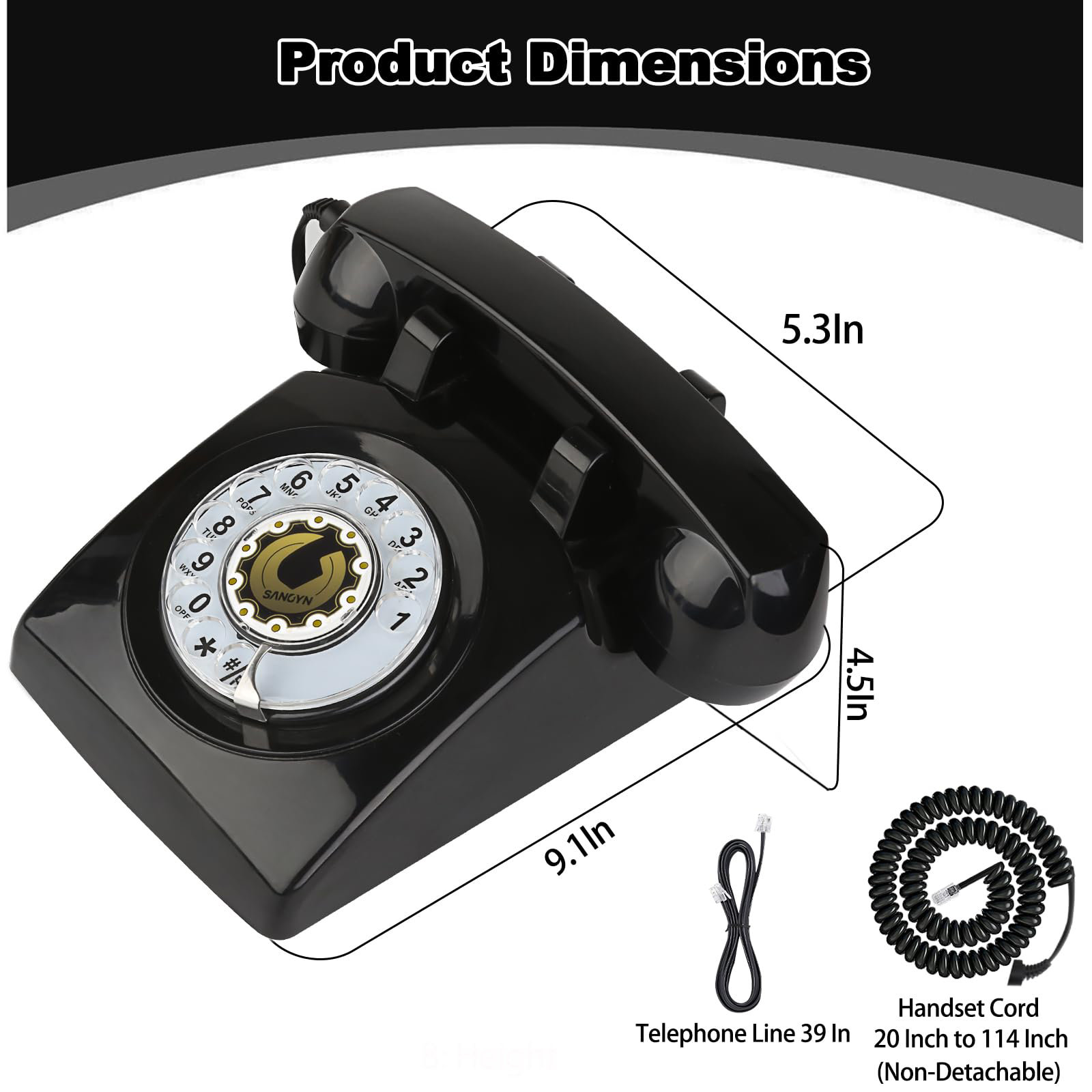 Winston Porter Retro Rotary Landline Phone 1960S Vintage Telephone Old ...