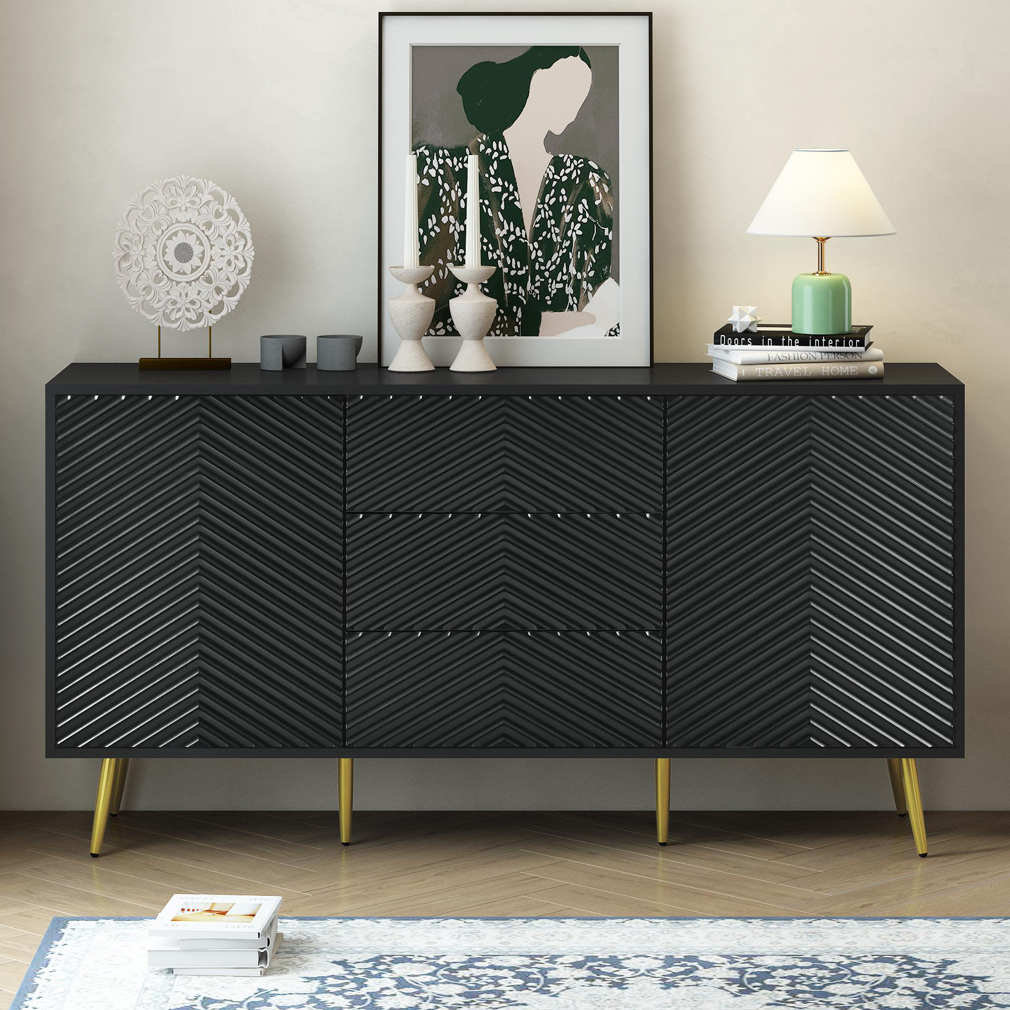 Latitude Run® Modern sideboard with geometric lines | Wayfair