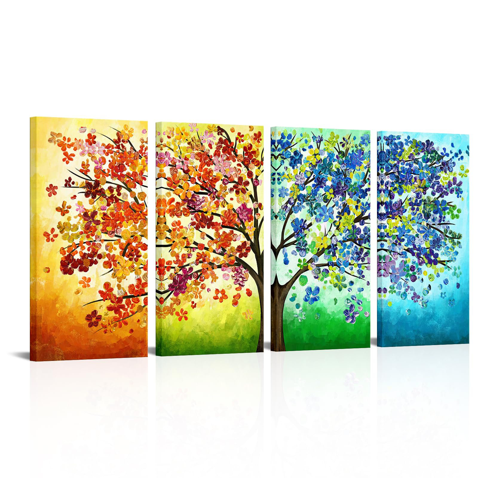 Red Barrel Studio® 4 Seasons Colorful Lucky Tree Painting Canvas Wall ...