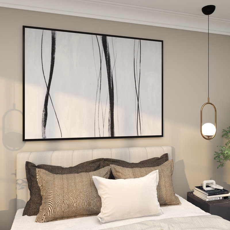 Orren Ellis Canvas Abstract Black Framed Wall Art with Black Frame ...