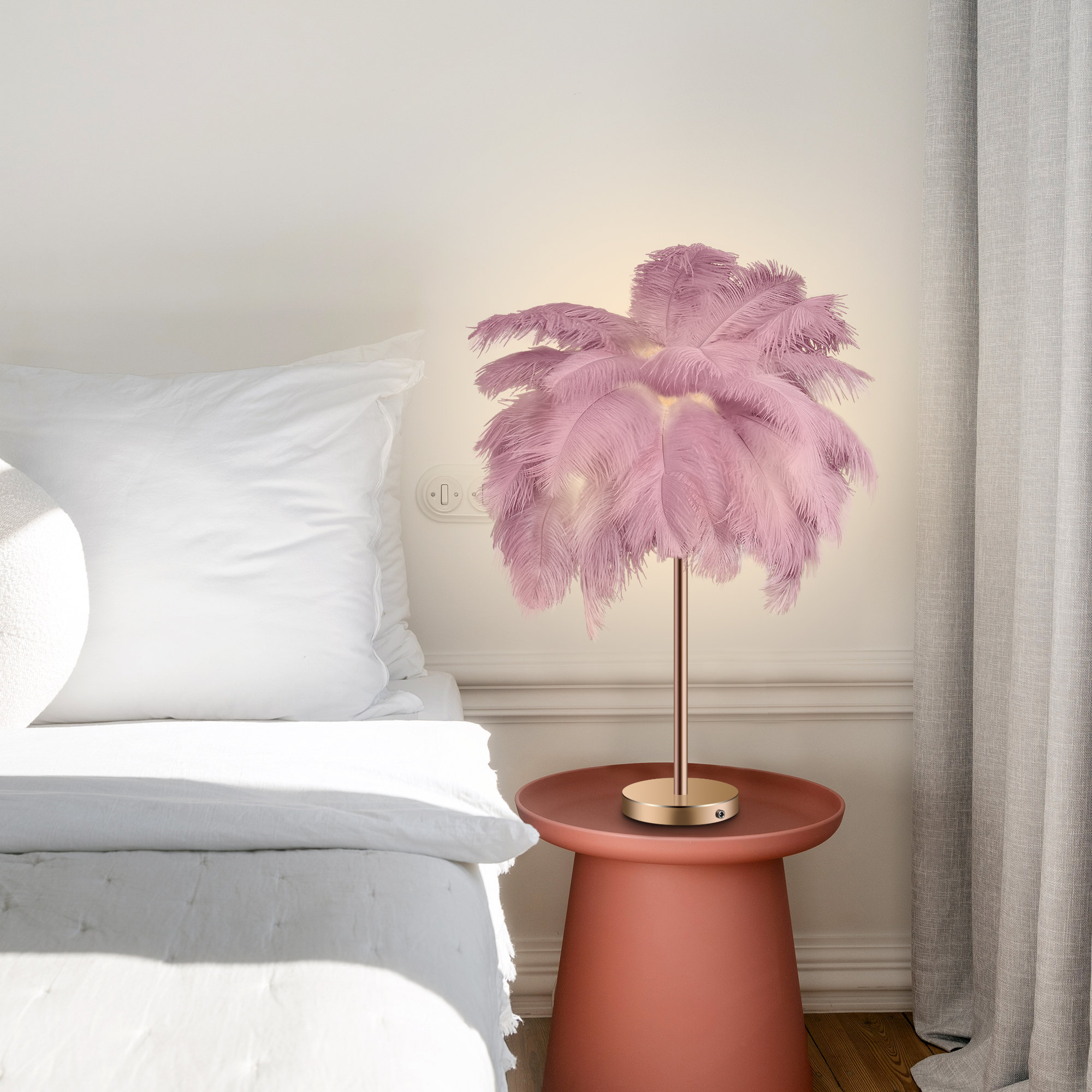 Mercer41 LED Feather Table Lamp With Touch Switch & Reviews | Wayfair