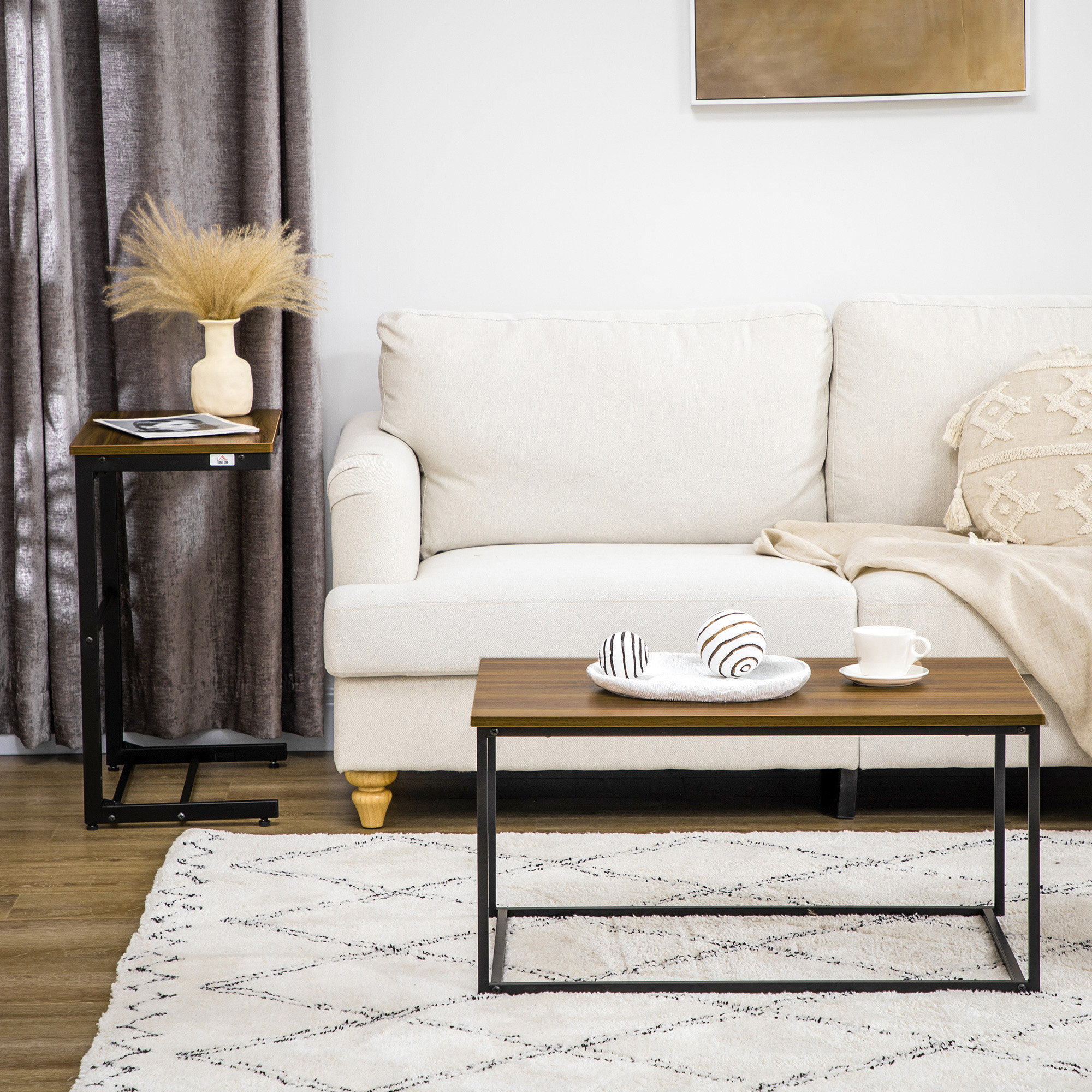 17 Stories Nesting Tables Set Of 2, Industrial Coffee Table Set With ...