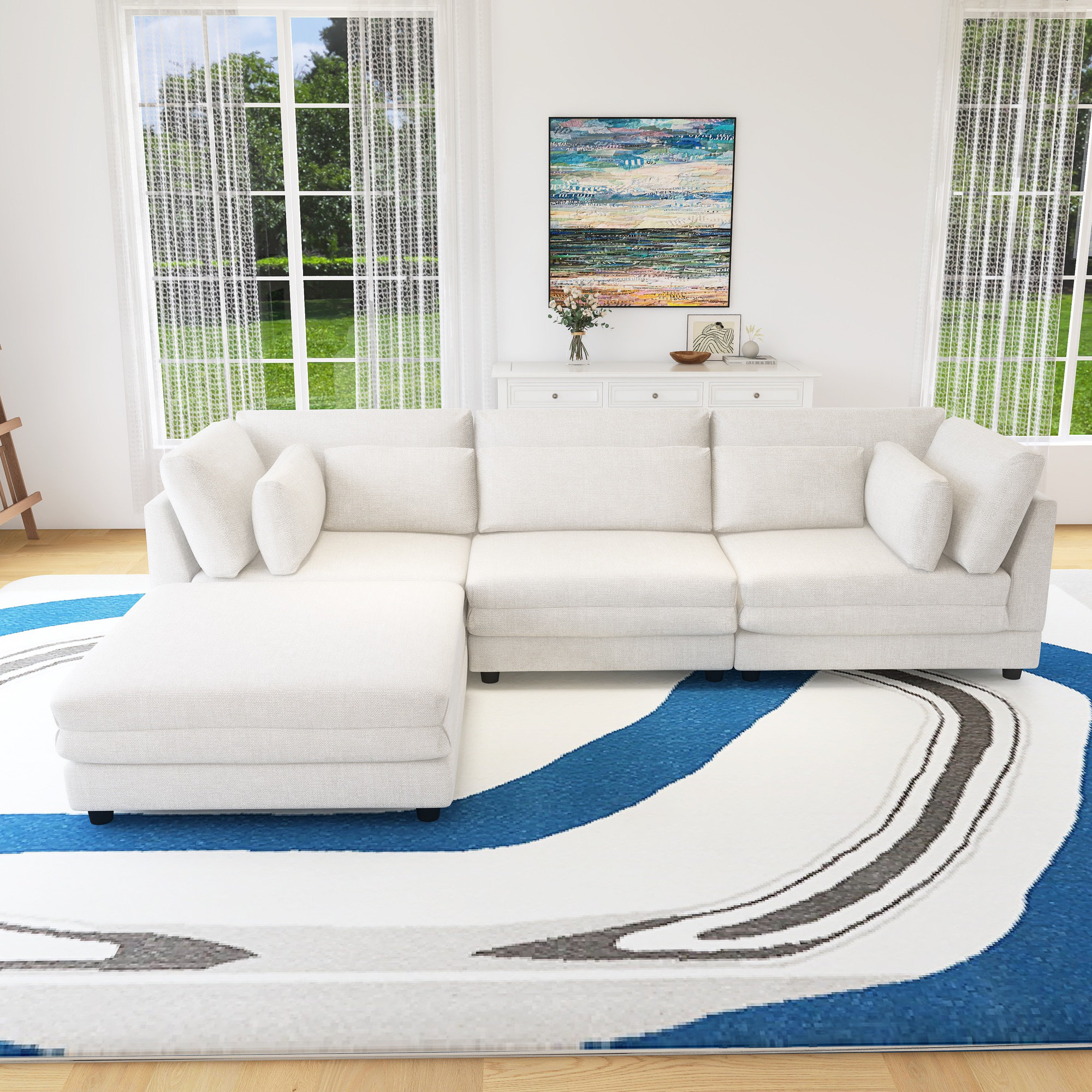 Latitude Run® Modern Modular Sectional Sofa With Movable Ottoman | Wayfair