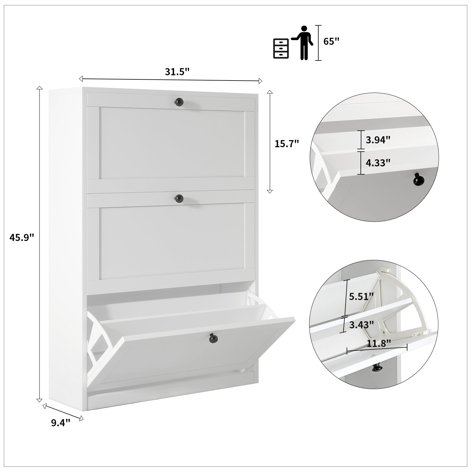 Lark Manor™ Shoe Cabinet With 3 Flip Drawers & Reviews | Wayfair