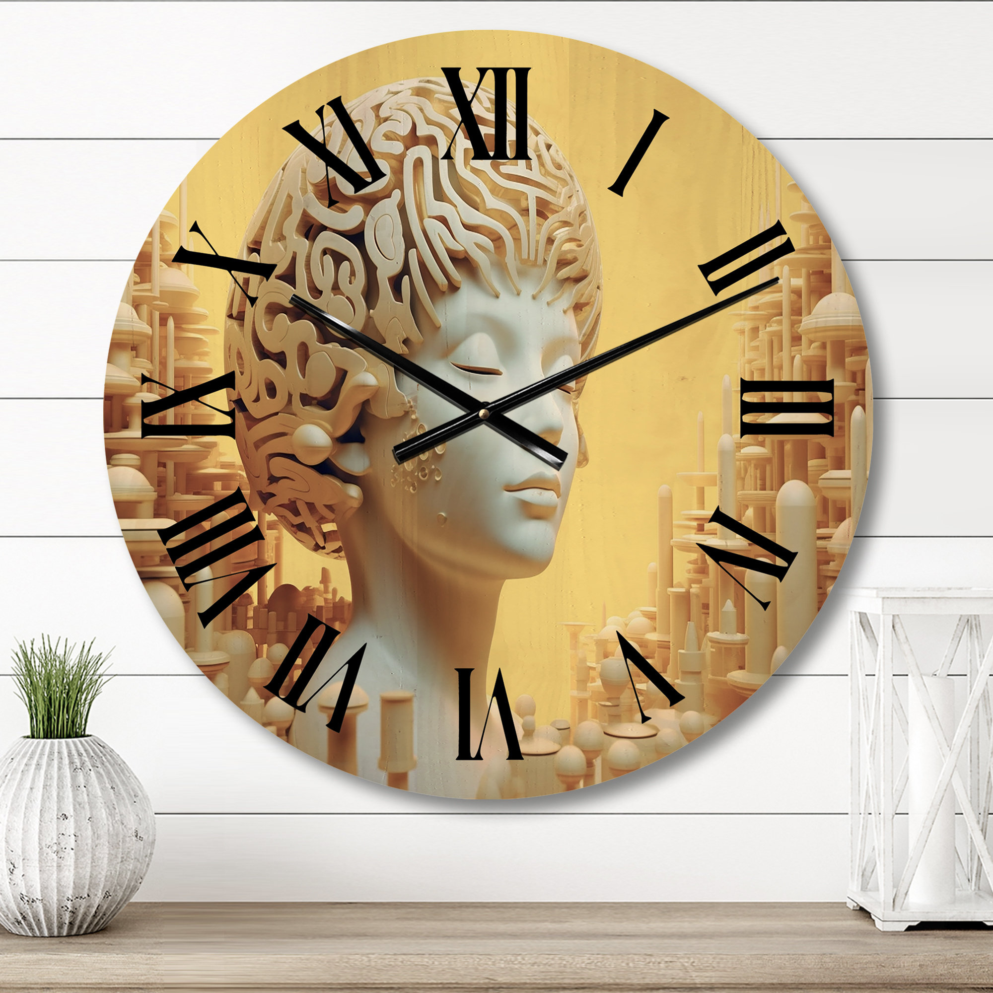 East Urban Home Minimalism Golden Sculpture Sci-Fi Woman VI - Woman Sci ...
