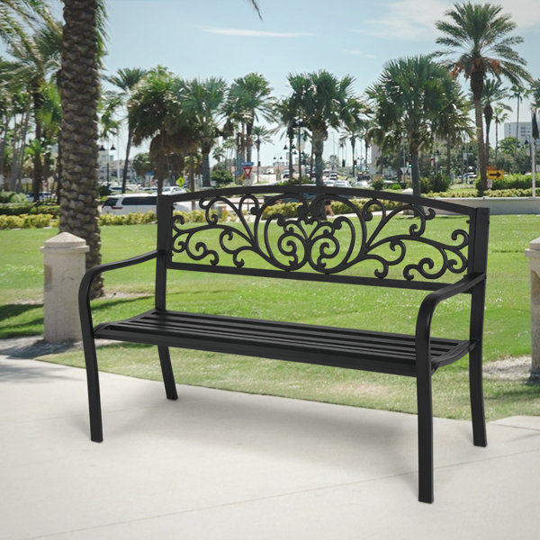 Charlton Home® Banc de patio extérieur en métal, bancs de parc à ...