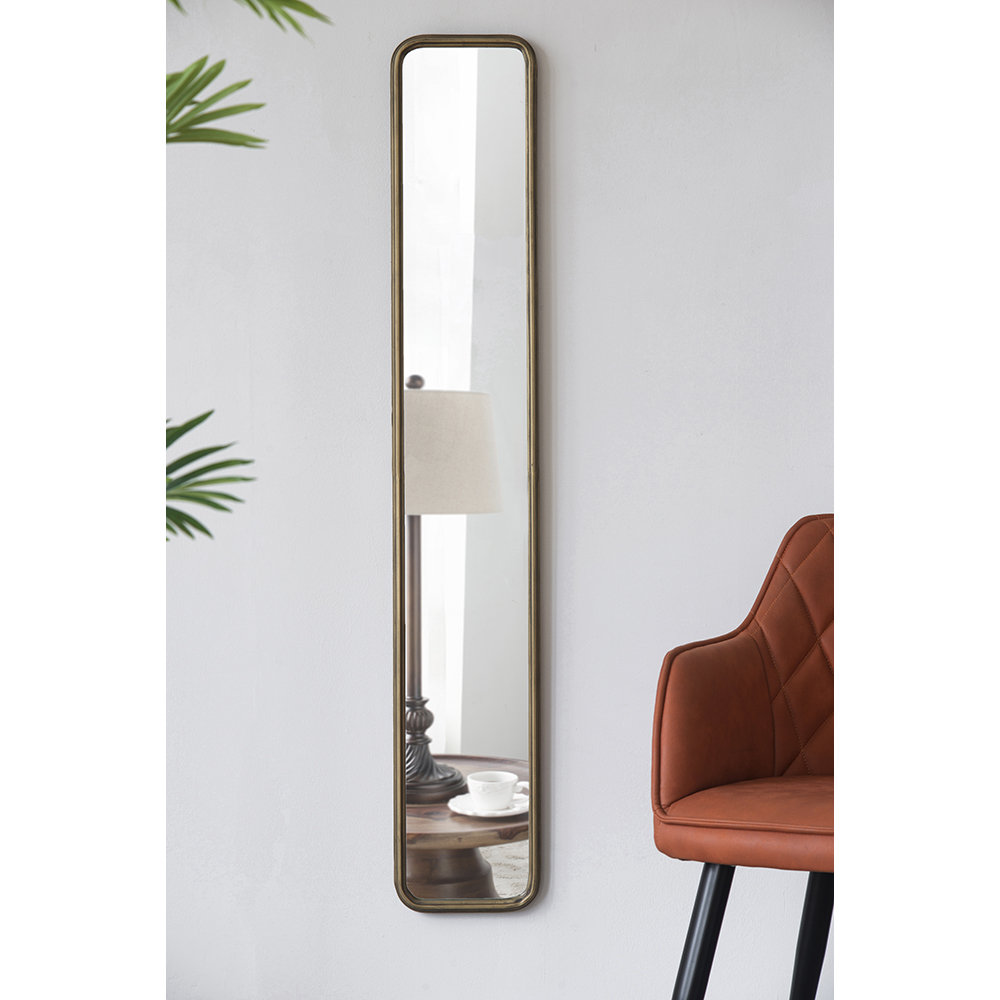 Ebern Designs 47" X 8" Full Length Mirror With Antique Gold Metal Frame ...