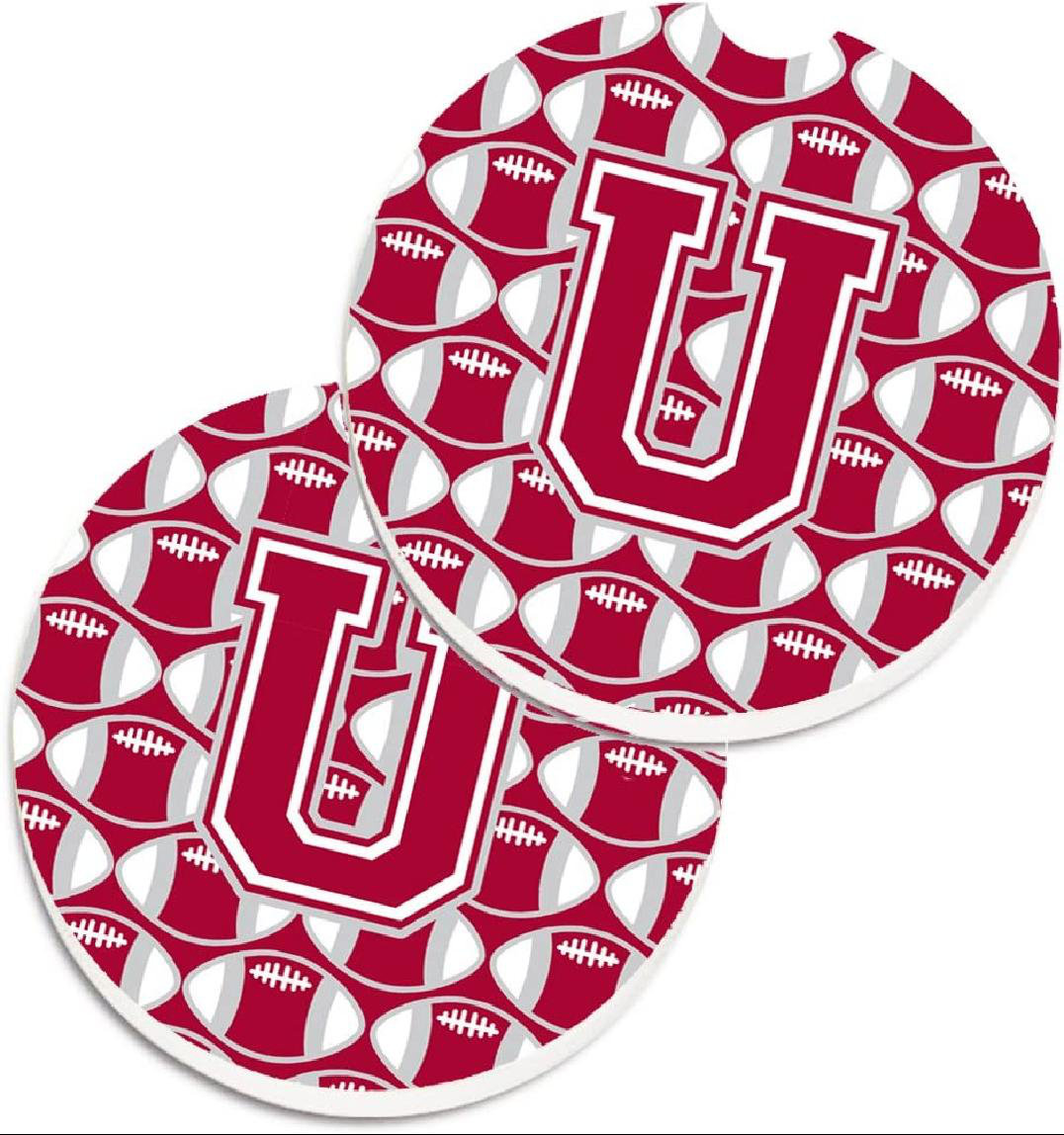 Frifoho Letter U Football Crimson, Gray And White Set Of 2 Cup Holder ...