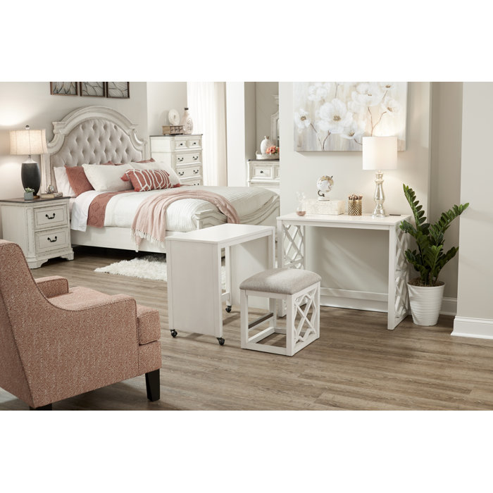 Winston Porter Heeral 36" Nesting Rolling Desk with Upholstered Stool ...