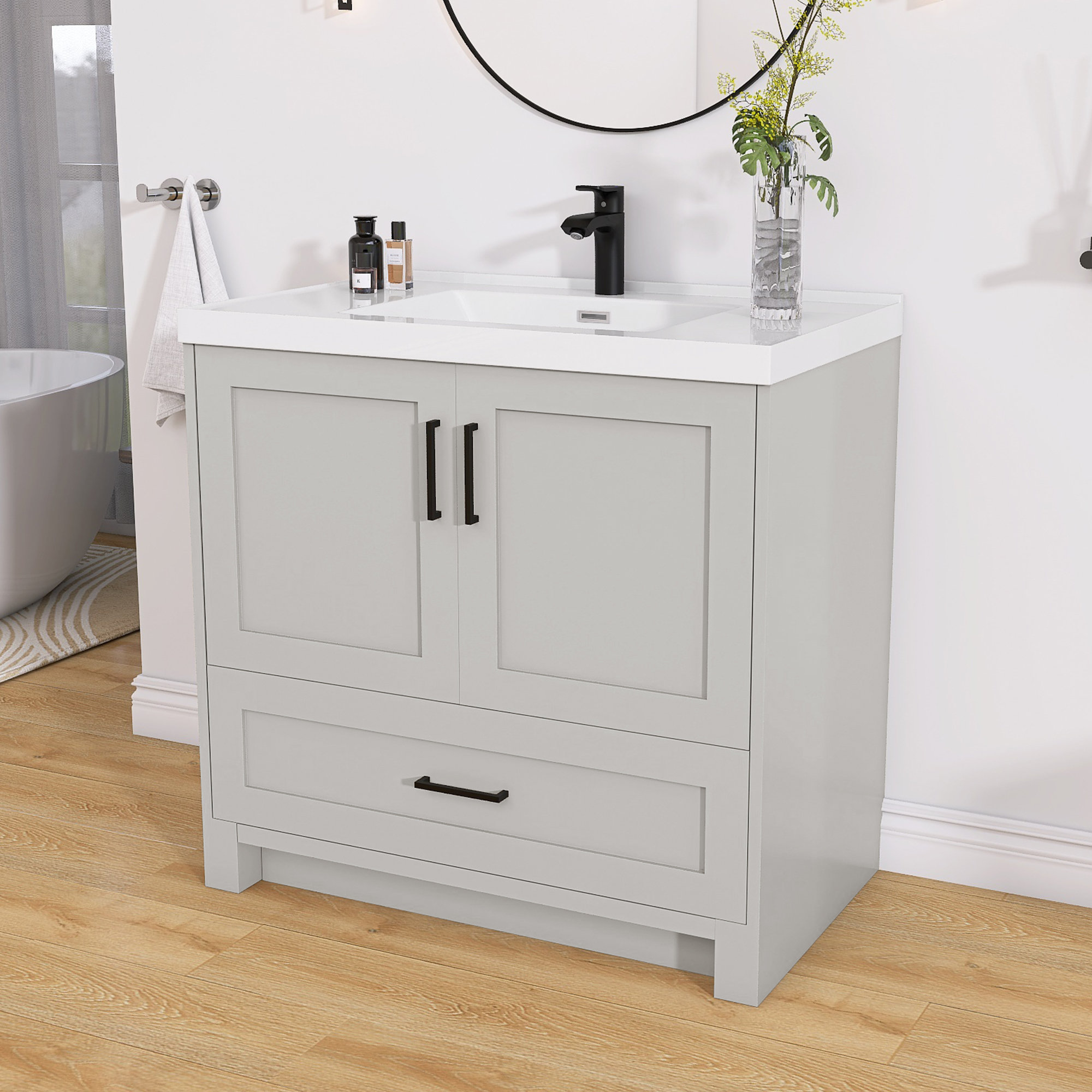 Latitude Run® Allantra Single Sink 36'' Freestanding Bathroom Vanity Solid Wood Stand Alone ...