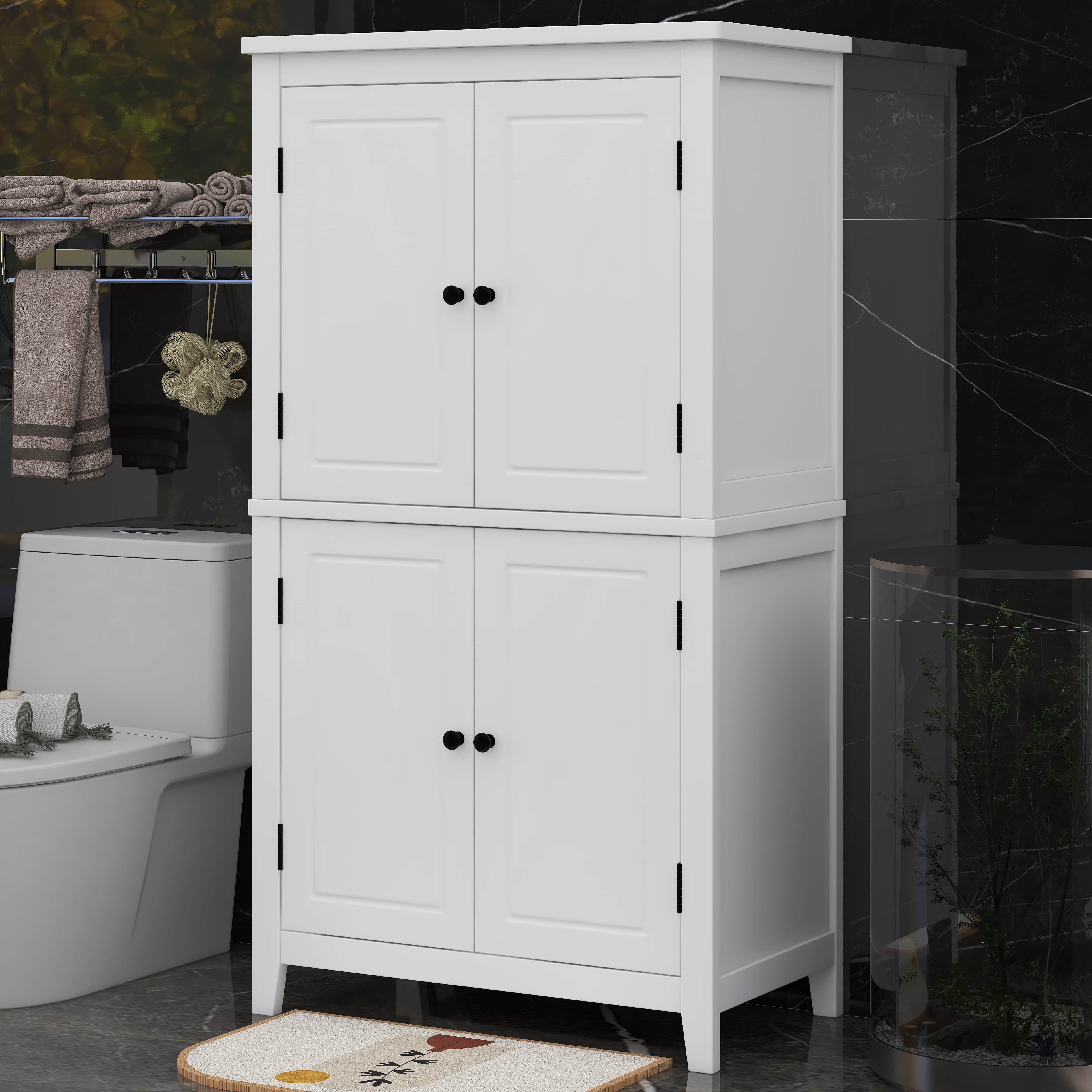 Lark Manor Bathroom Floor Storage Cabinet, Bathroom Storage Unit With 4 ...