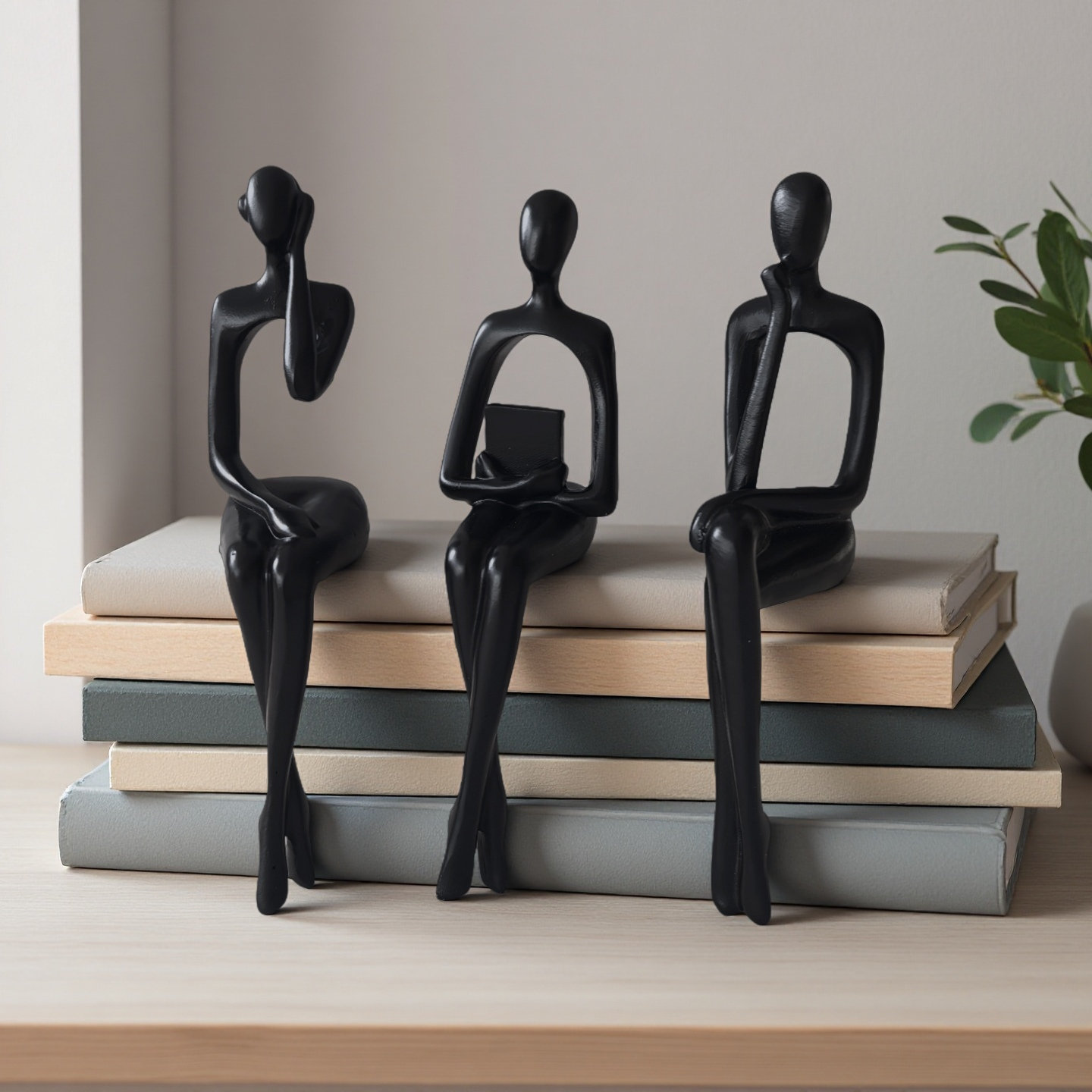 Wrought Studio 3pcs Modern Minimalist Human Figure Sitting Pose Resin ...