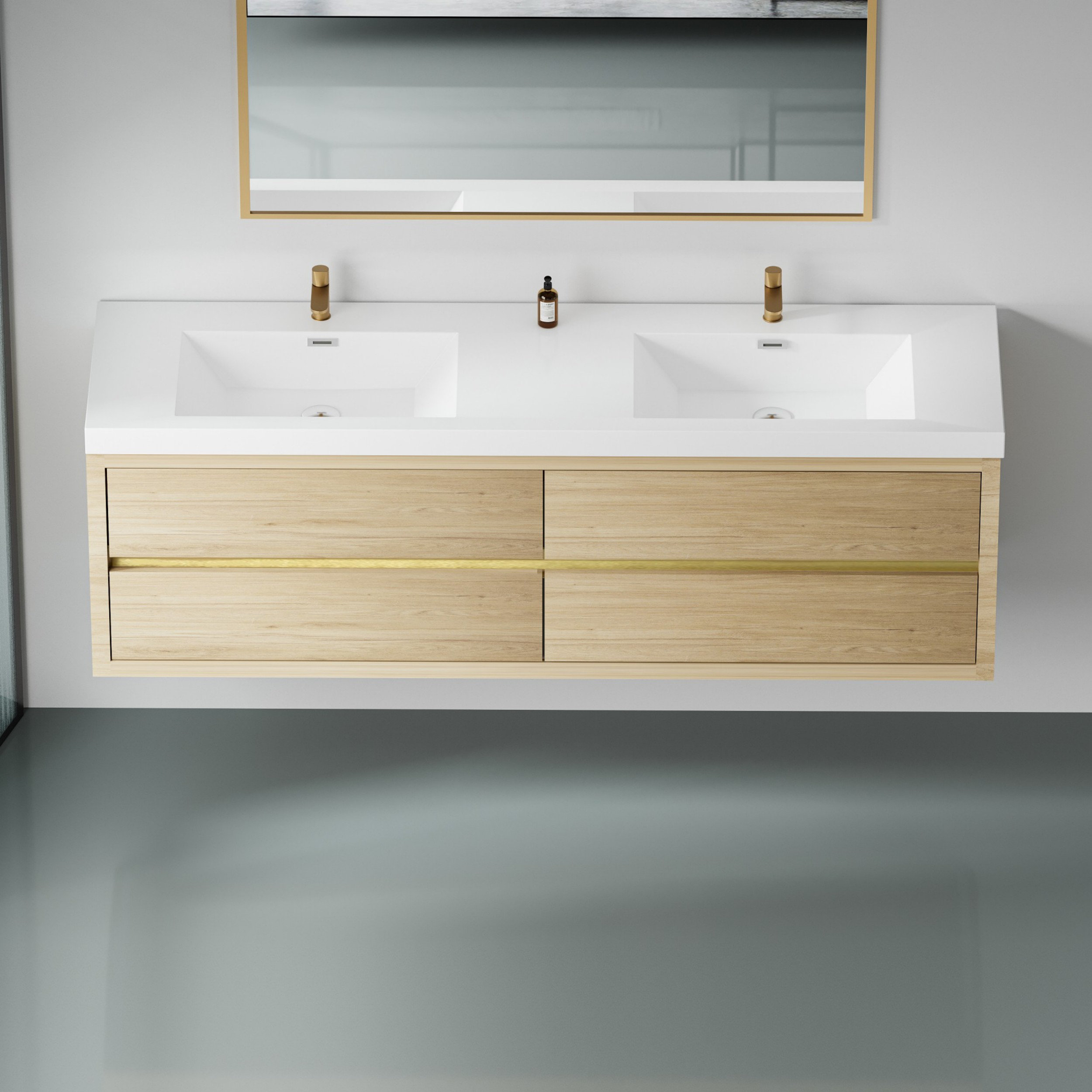 Latitude Run® Wall Mounted Vanity with Stone Resin Countertop | Wayfair