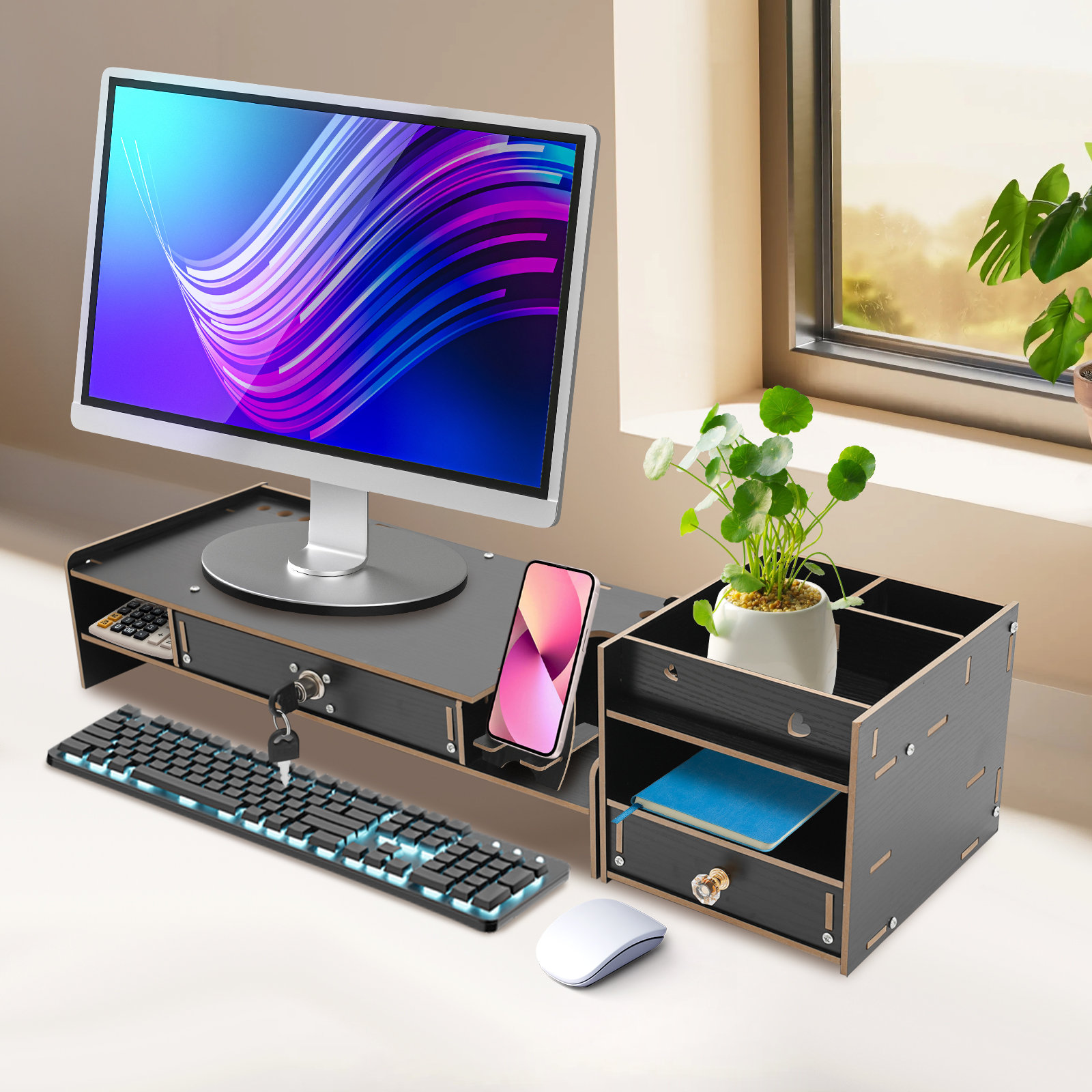 Latitude Run® Desktop Monitor Stand Computer Monitor Booster Stand ...
