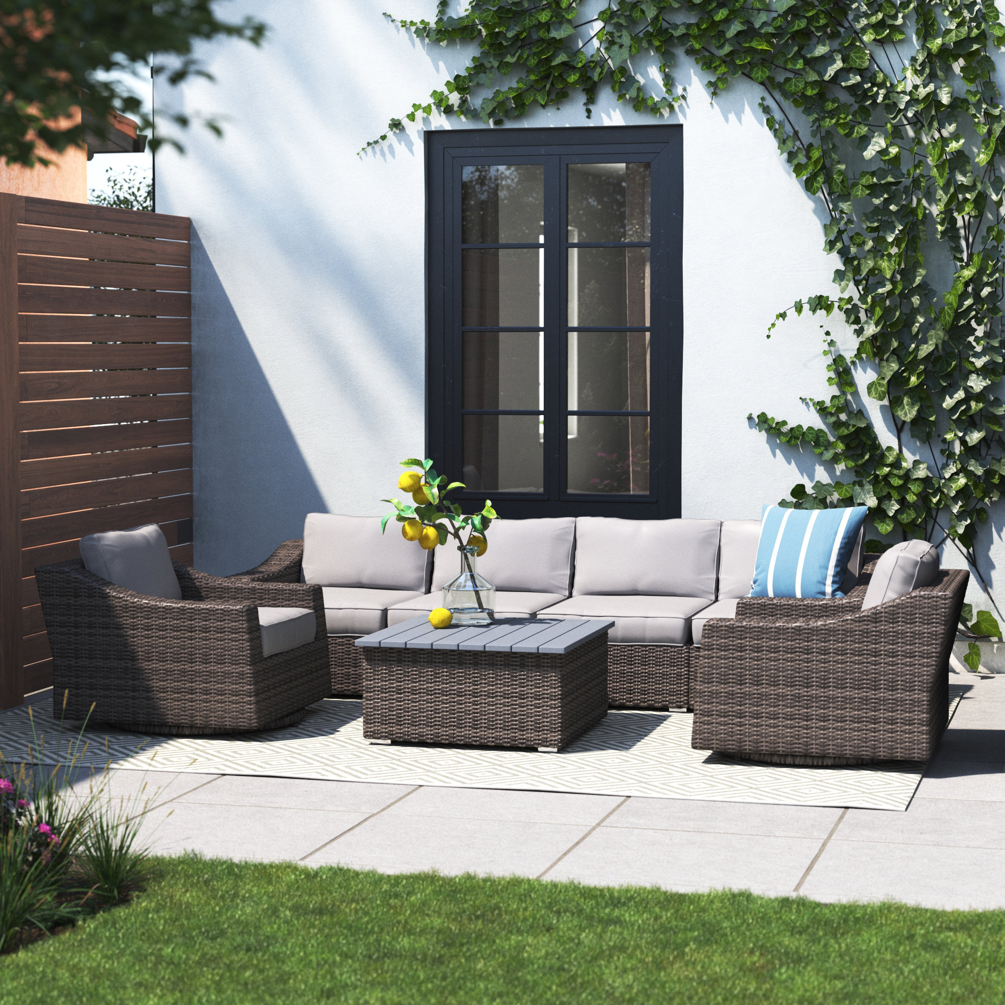 Red Barrel Studio Menkar Wicker Fully Assembled 6 - Person Seating ...