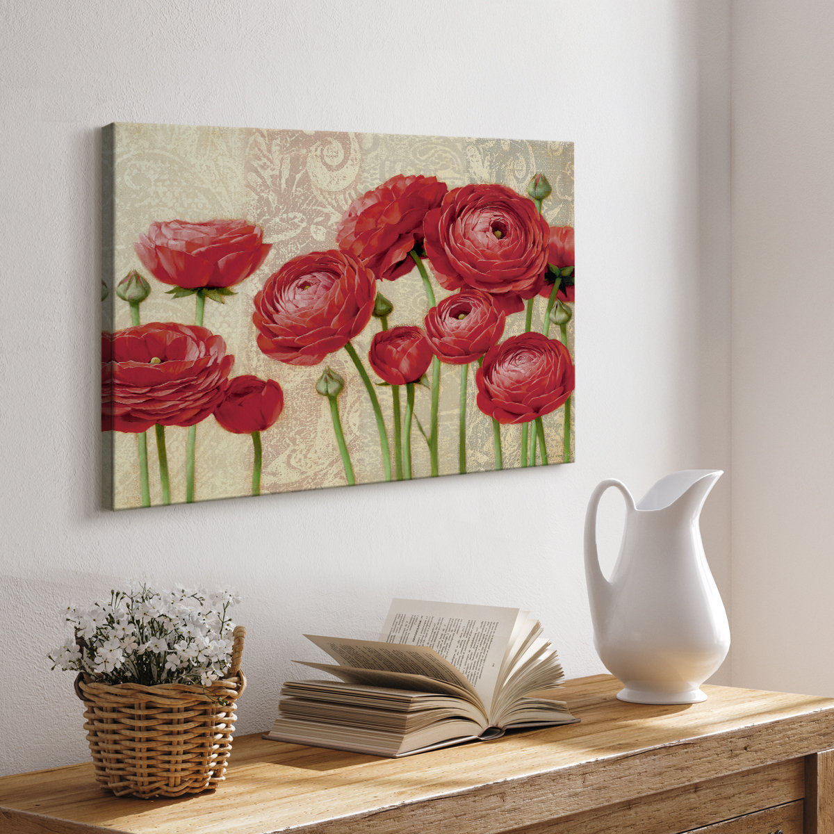 Winston Porter Red Serenity and Lace II -Gallery Wrapped Cavas | Wayfair