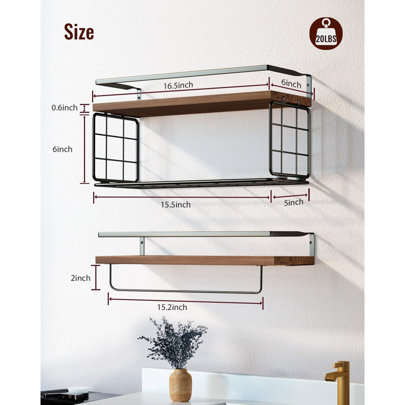 17 Stories Kinard Wall Bathroom Shelves | Wayfair