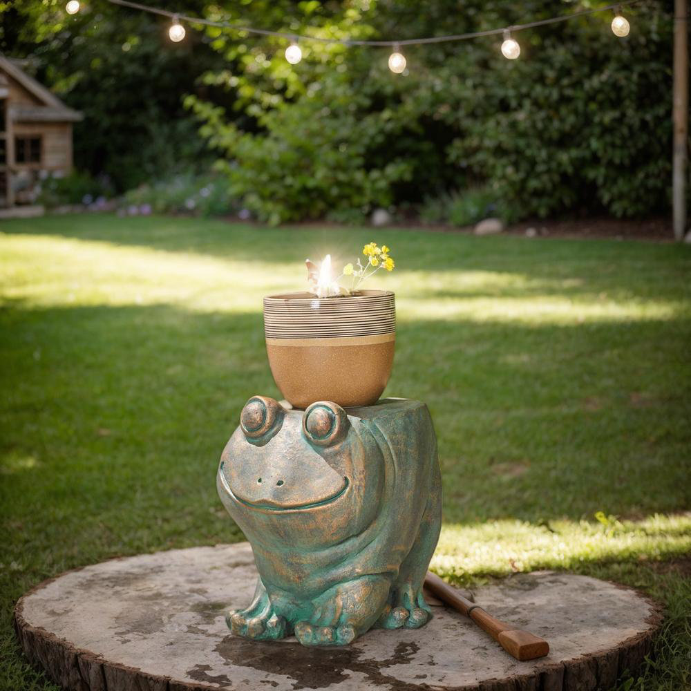 Ophelia & Co. Dawn Frog Garden Stool, Lightweight Concrete, Copper Patina Finish, No Assembly ...
