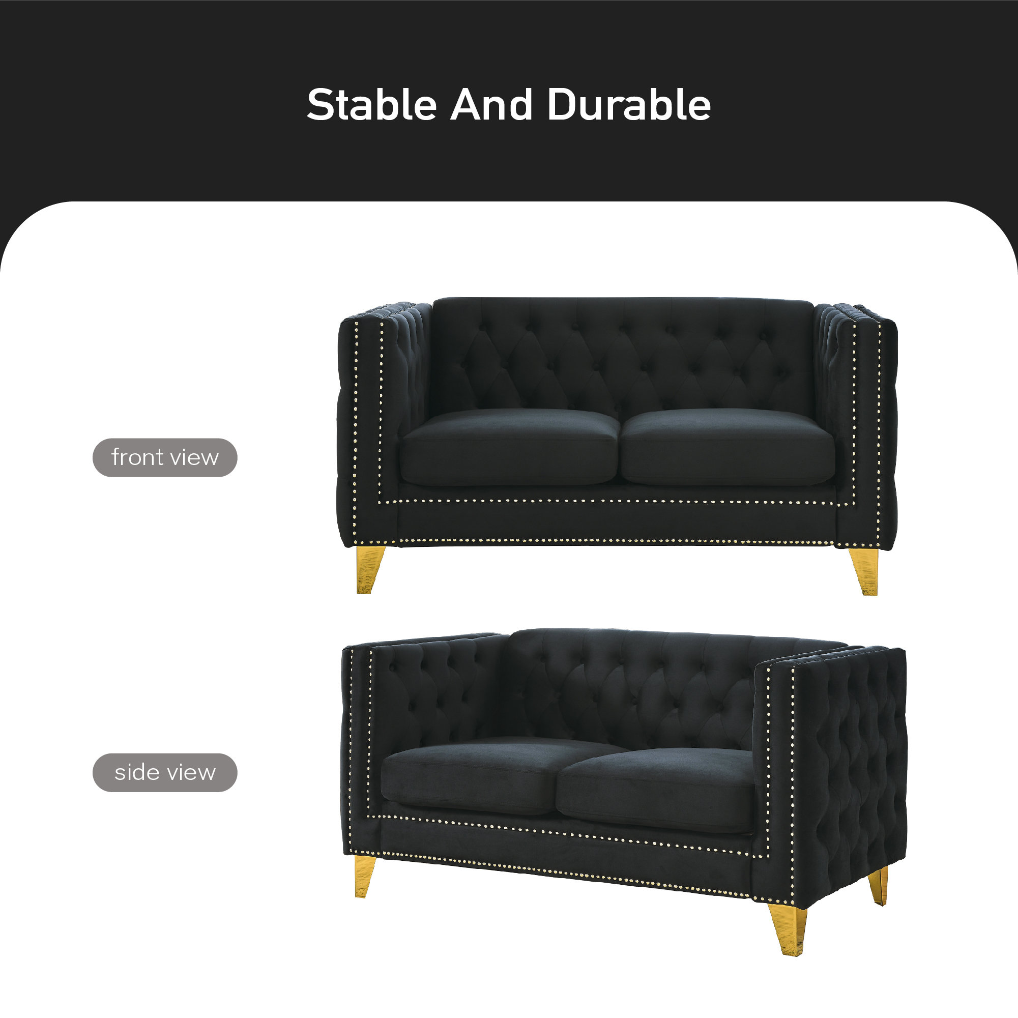 Mercer41 Canapé en velours pour le salon, canapé à accoudoirs carrés ...