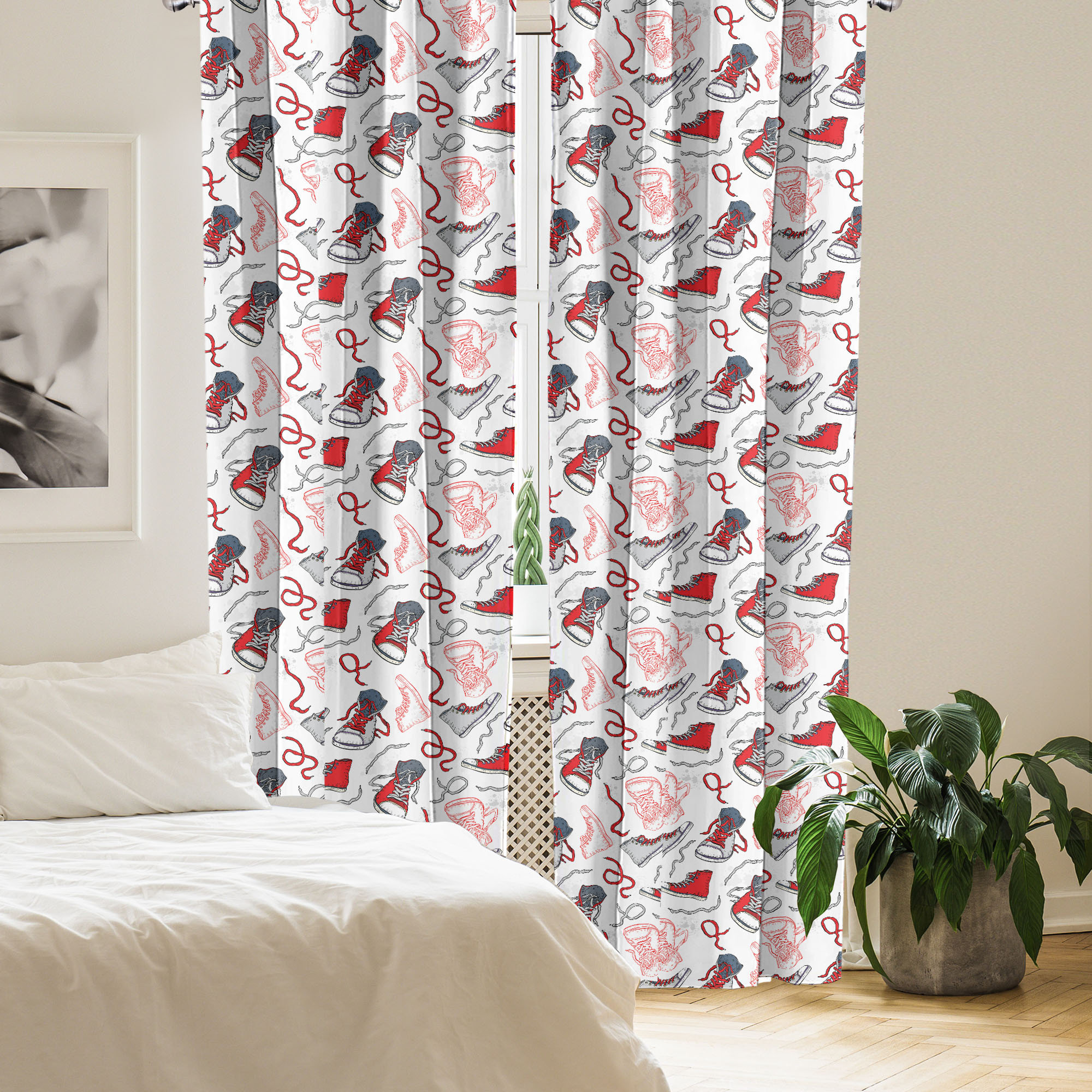 East Urban Home Modern 4-Panel Curtains, Sport Shoes Sneakers 56788 ...