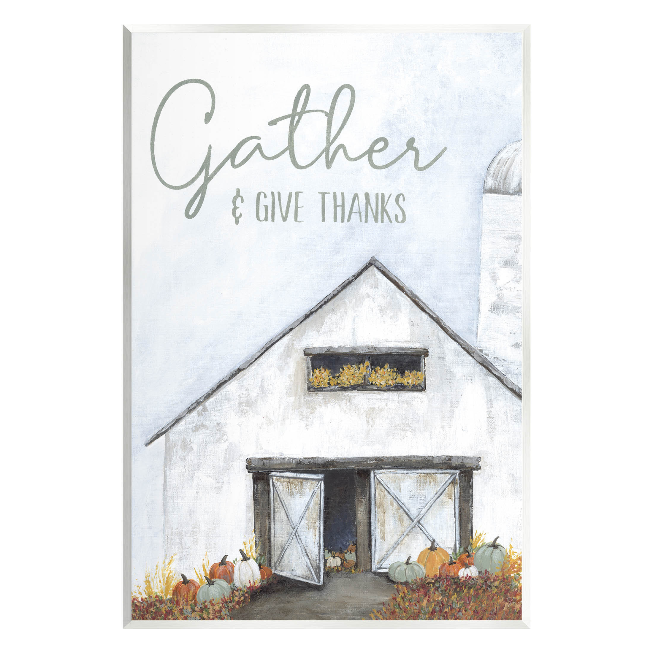 Stupell Industries Gather & Give Thanks Autumn Barn Giclee Art By ...