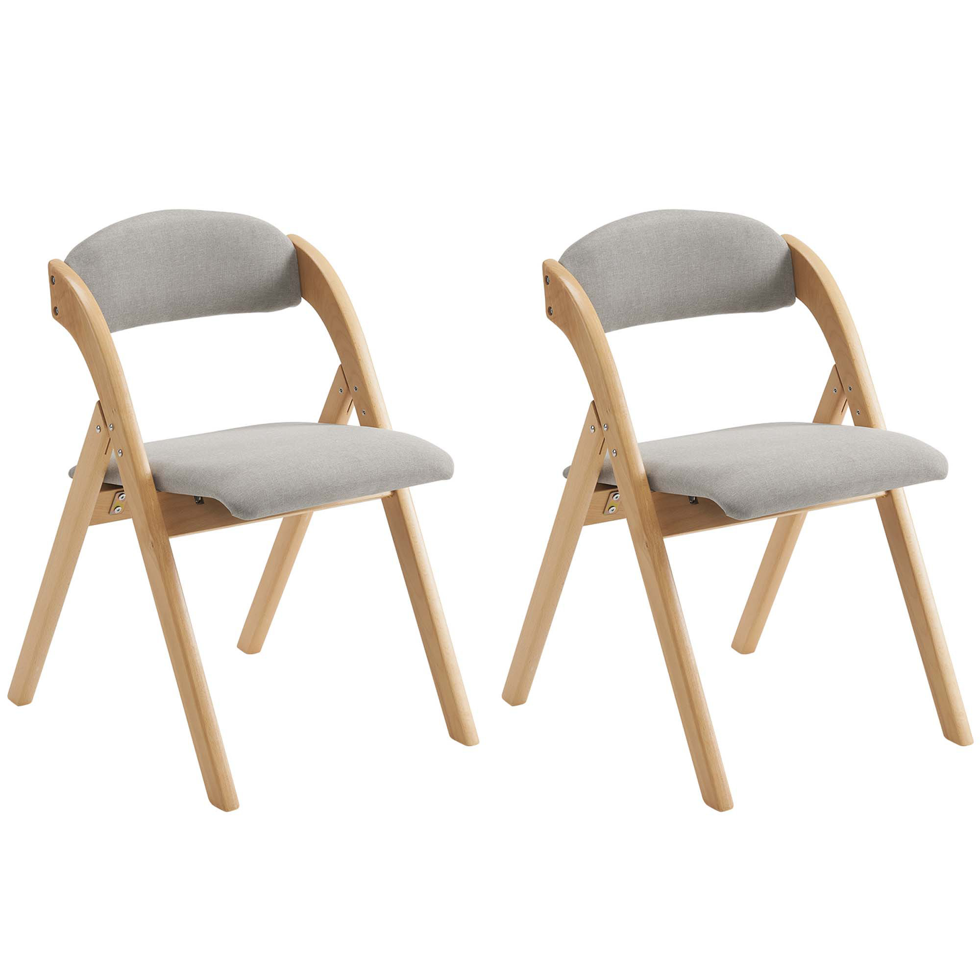 George Oliver 2 Pack Wooden Folding Chairs With Padded Seat And Back ...