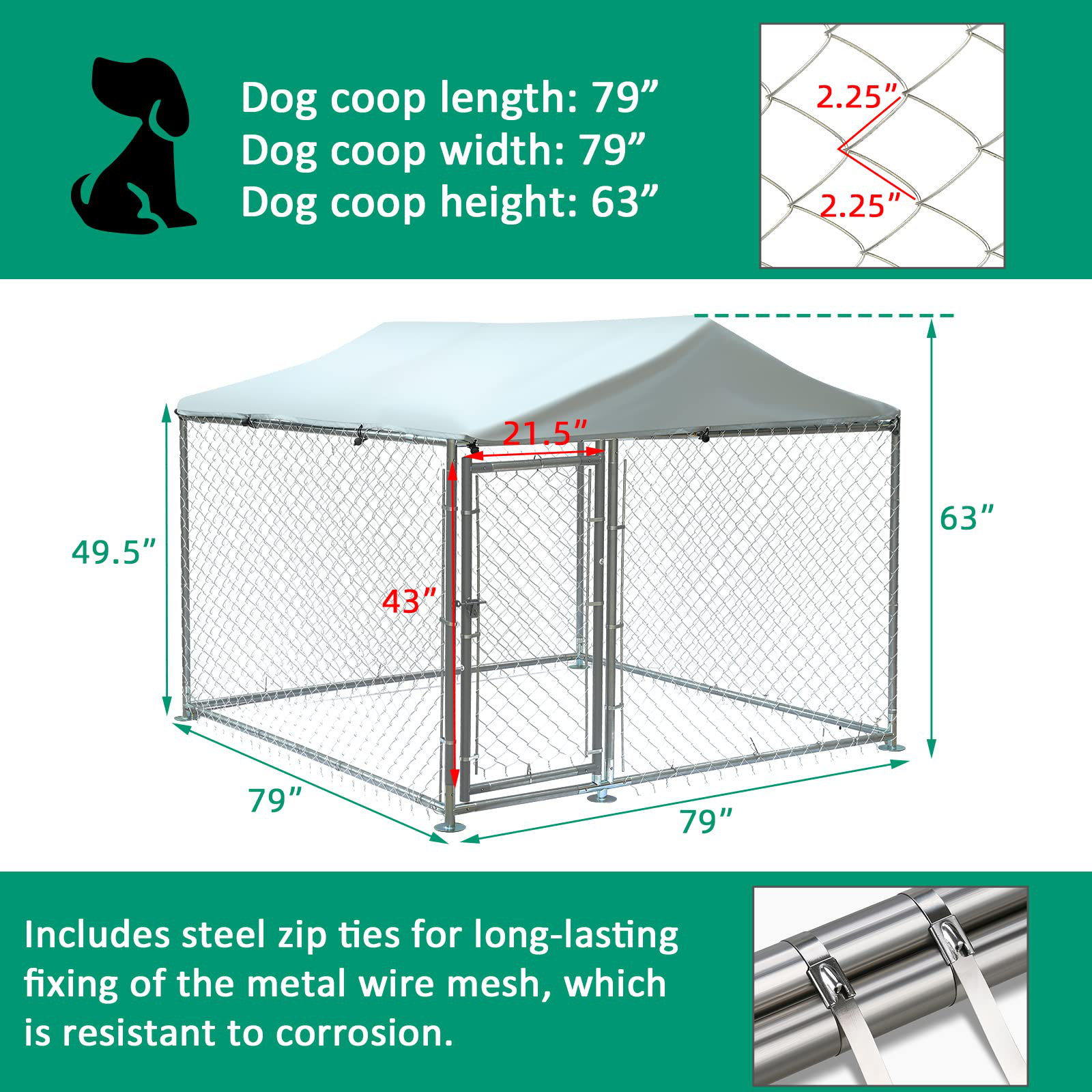 Vivijason Outside Dog Run House, Heavy Duty Pet Fence Cage With ...