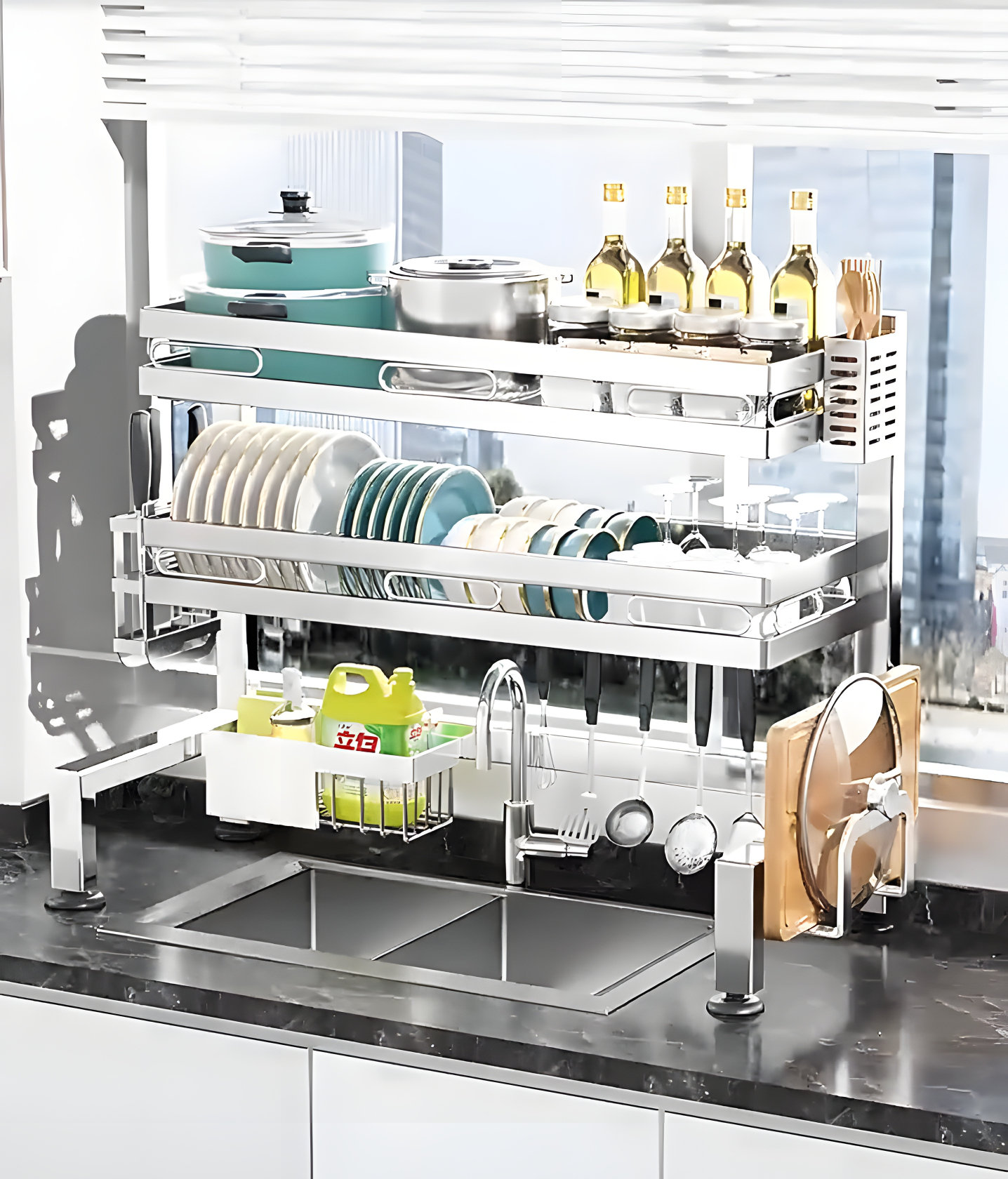 LIYONG Stainless Steel 2 Tier Dish Rack - Wayfair Canada