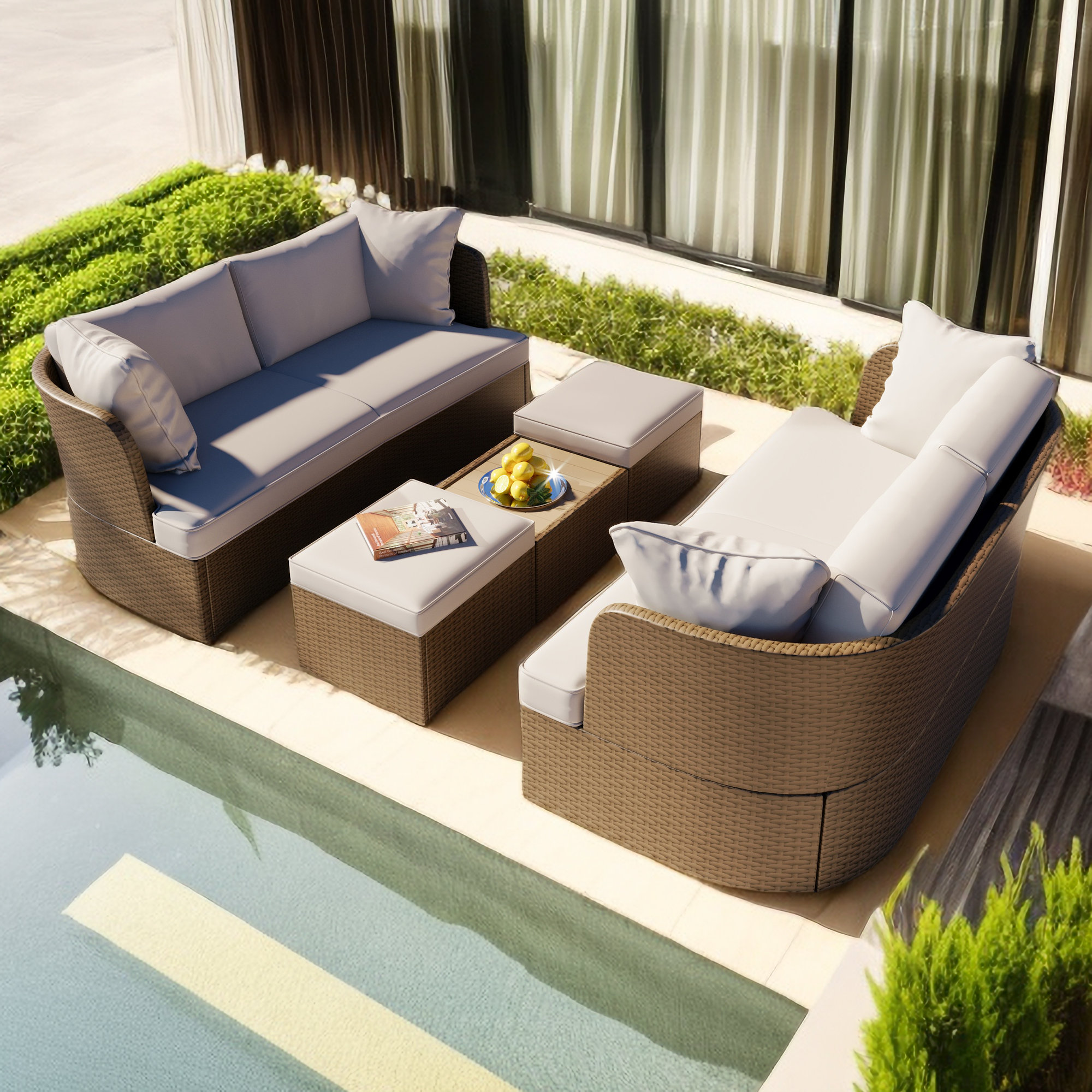 Latitude Run® Bulgerton 76.4'' Wide Outdoor Patio Daybed with Cushions ...