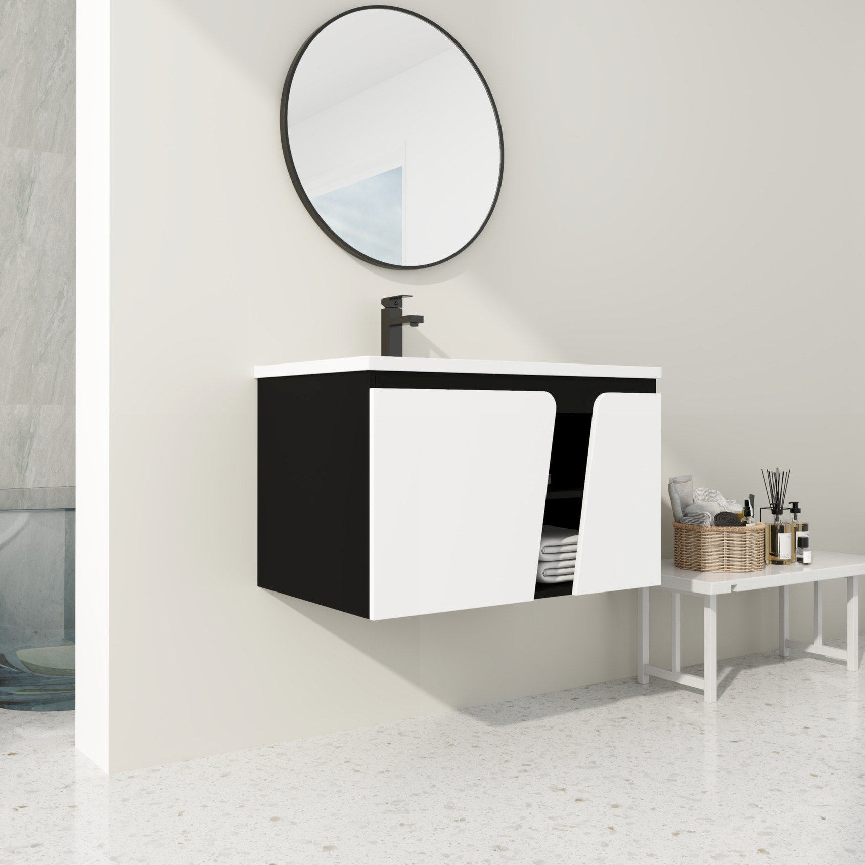 Orren Ellis Bathroom Vanity With Ceramic Basin & Soft-close Door. Sleek ...
